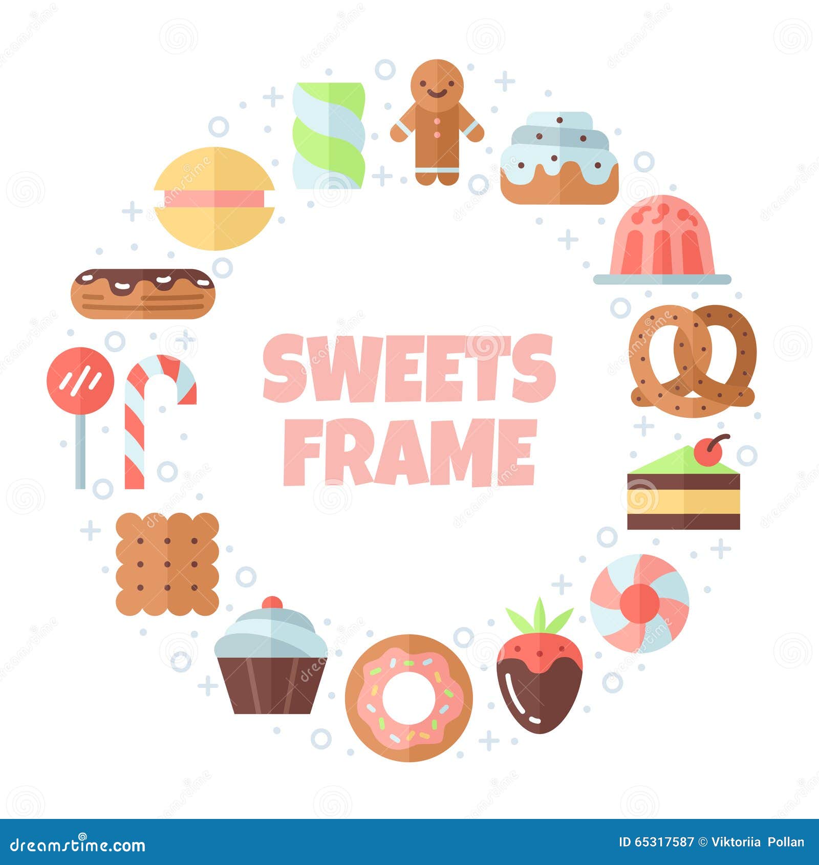 Sweets Flat Multicolored Circle Frame. Moinimalistic Design (part One ...