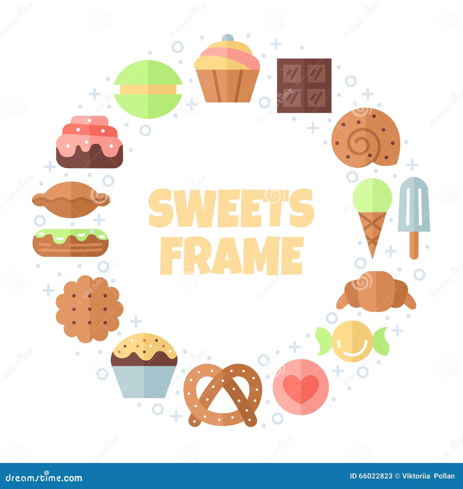 Sweets Flat Multicolored Circle Frame. Moinimalistic Design (part One ...