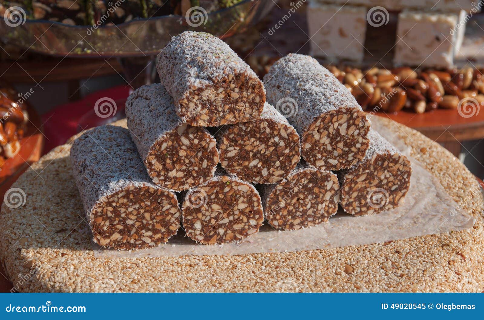 Sweets in the Form of Cylinders Stock Image - Image of nuts, candy ...