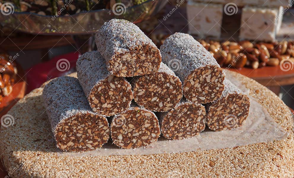 Sweets in the Form of Cylinders Stock Image - Image of nuts, candy ...