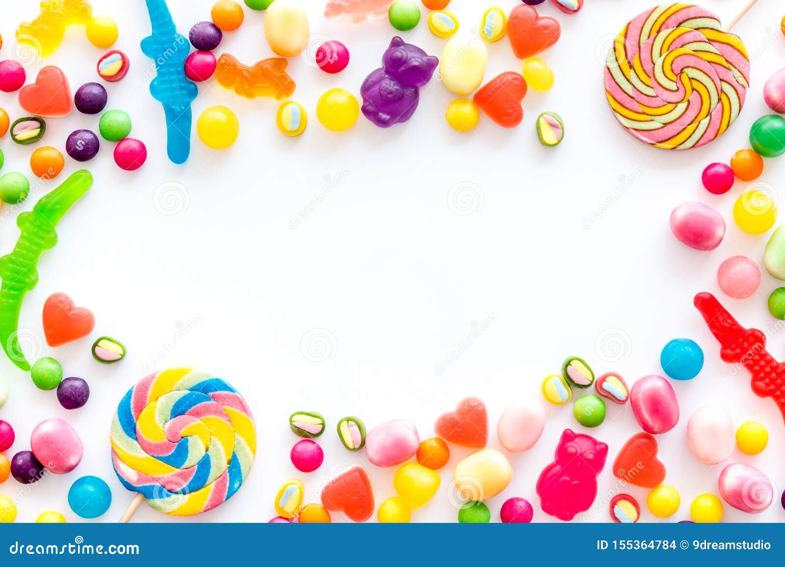 Sweets Frame for Pattern on White Background Top View Copyspace Stock ...