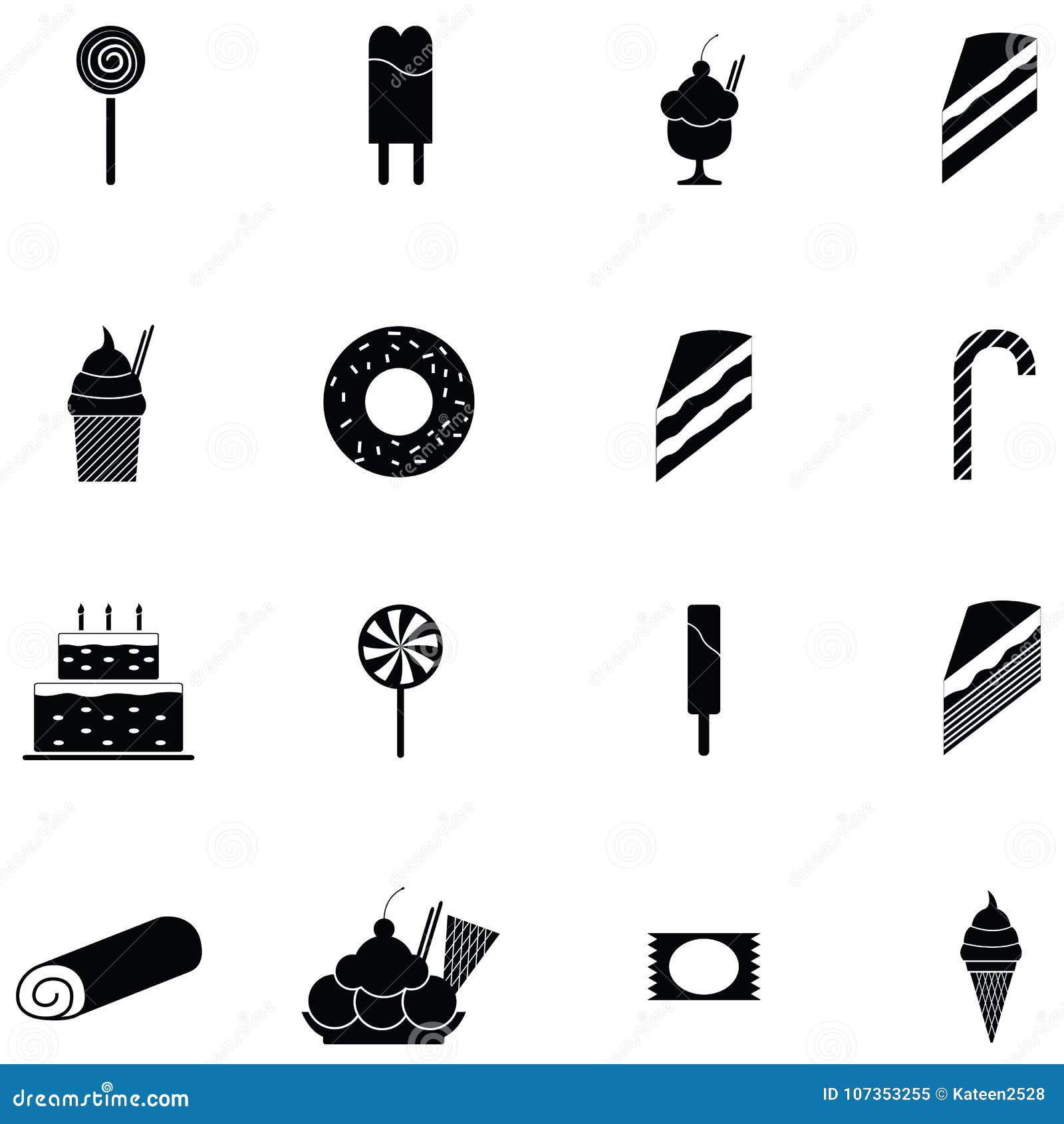 Sweets icon set stock vector. Illustration of cookie - 107353255