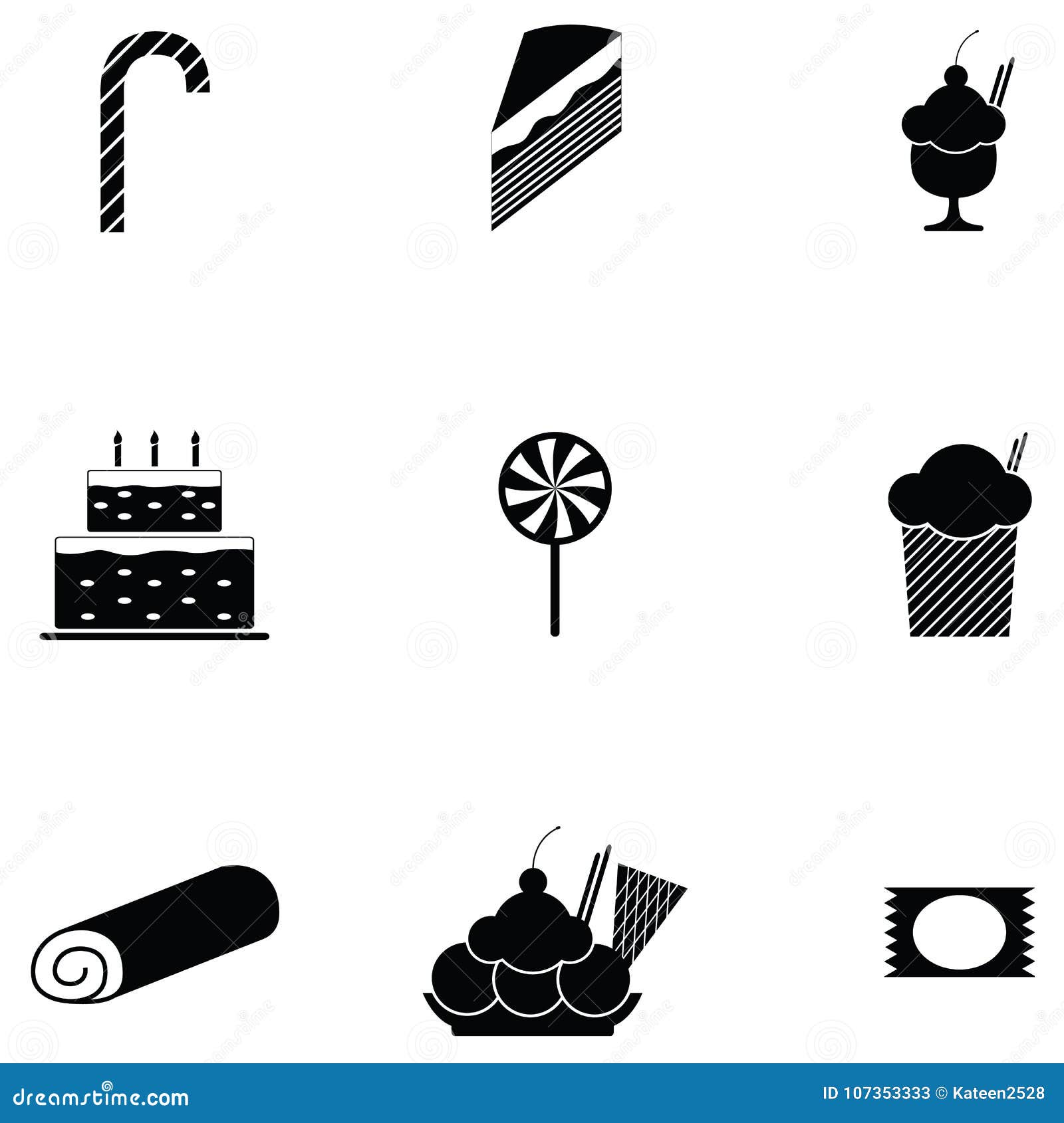 Sweets icon set stock vector. Illustration of dessert - 107353333