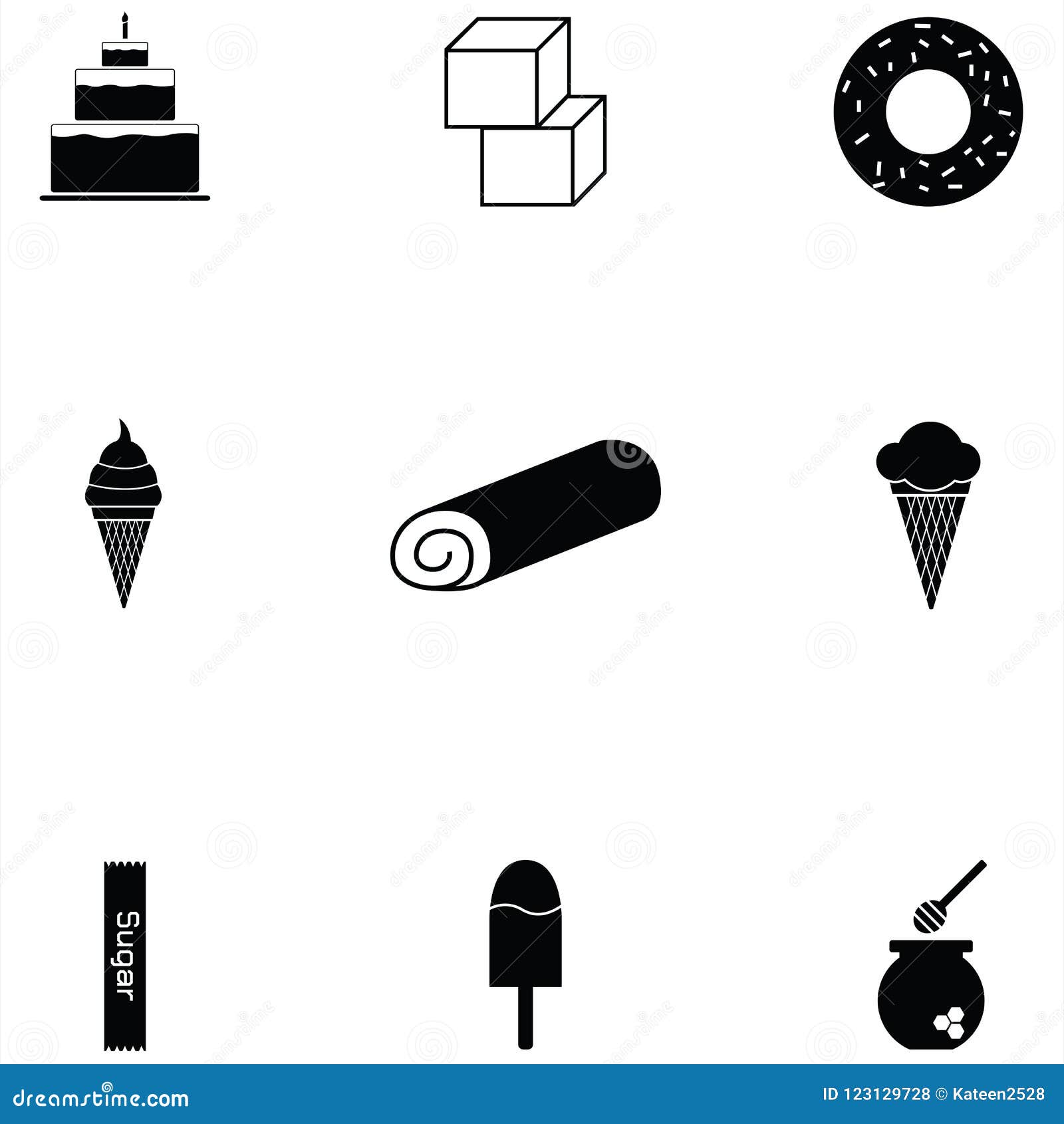 Sweets icon set stock vector. Illustration of chocolate - 123129728