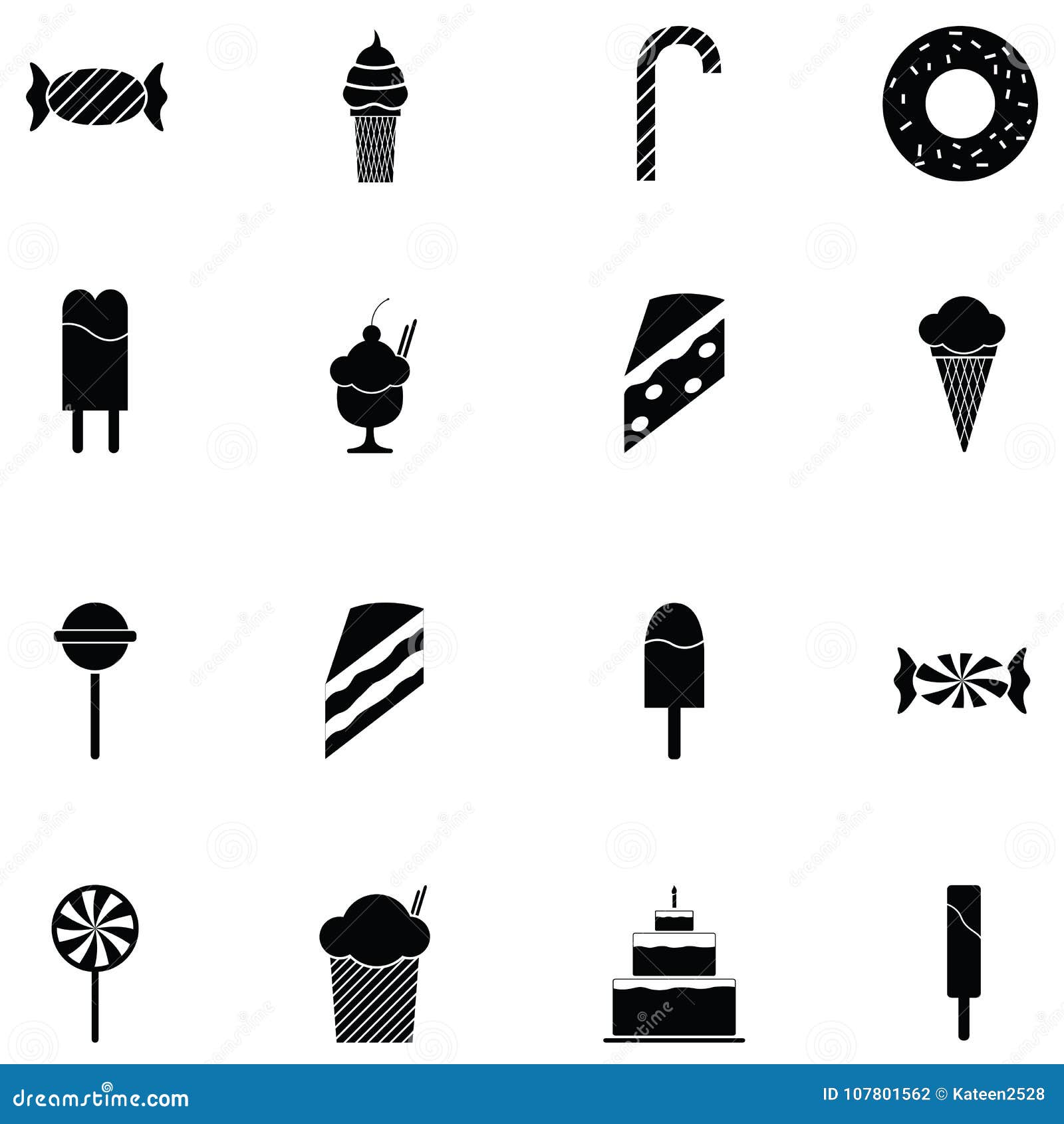 Sweets icon set stock illustration. Illustration of isolated - 107801562