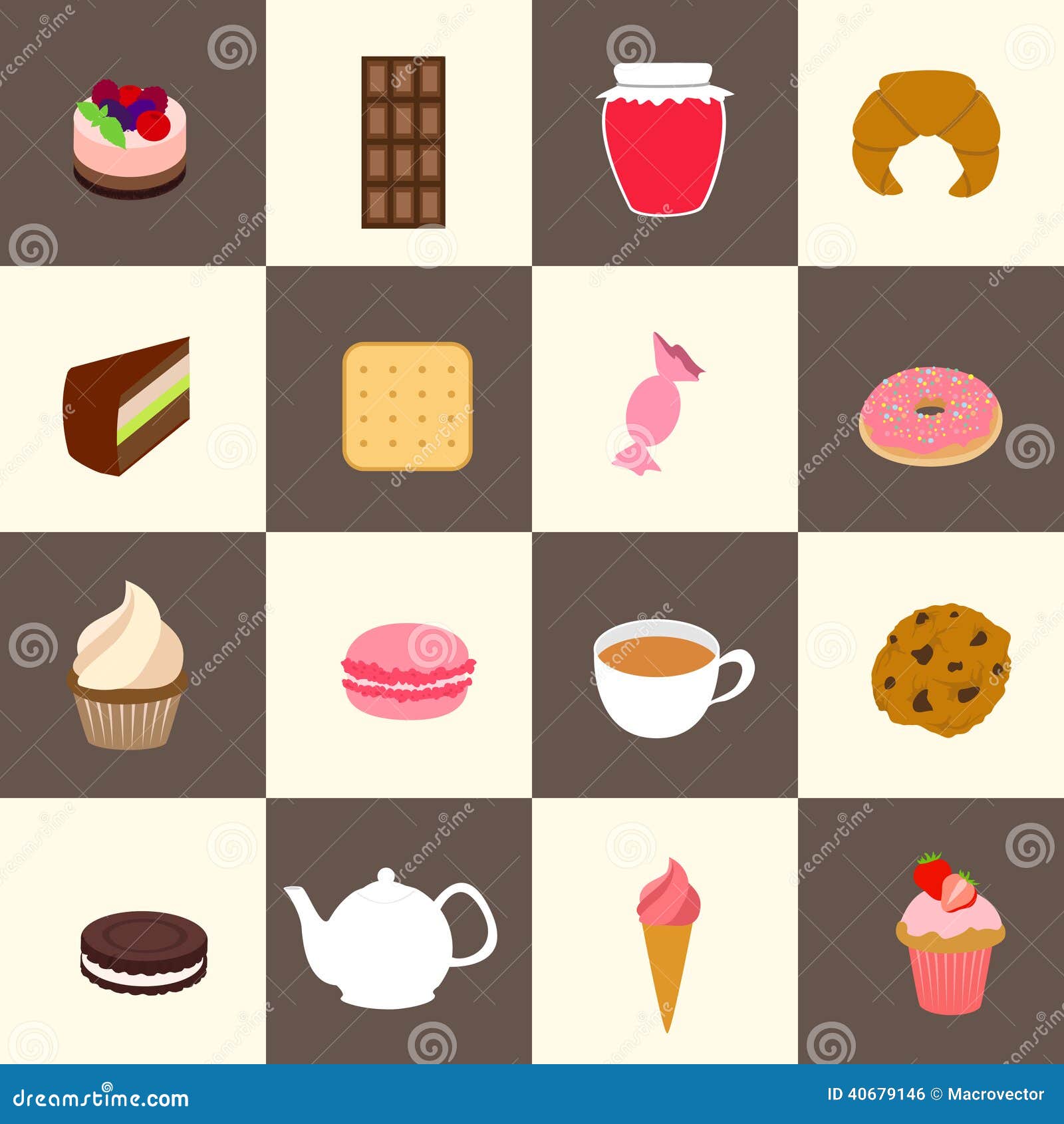 Sweets icons set stock vector. Illustration of donut - 40679146