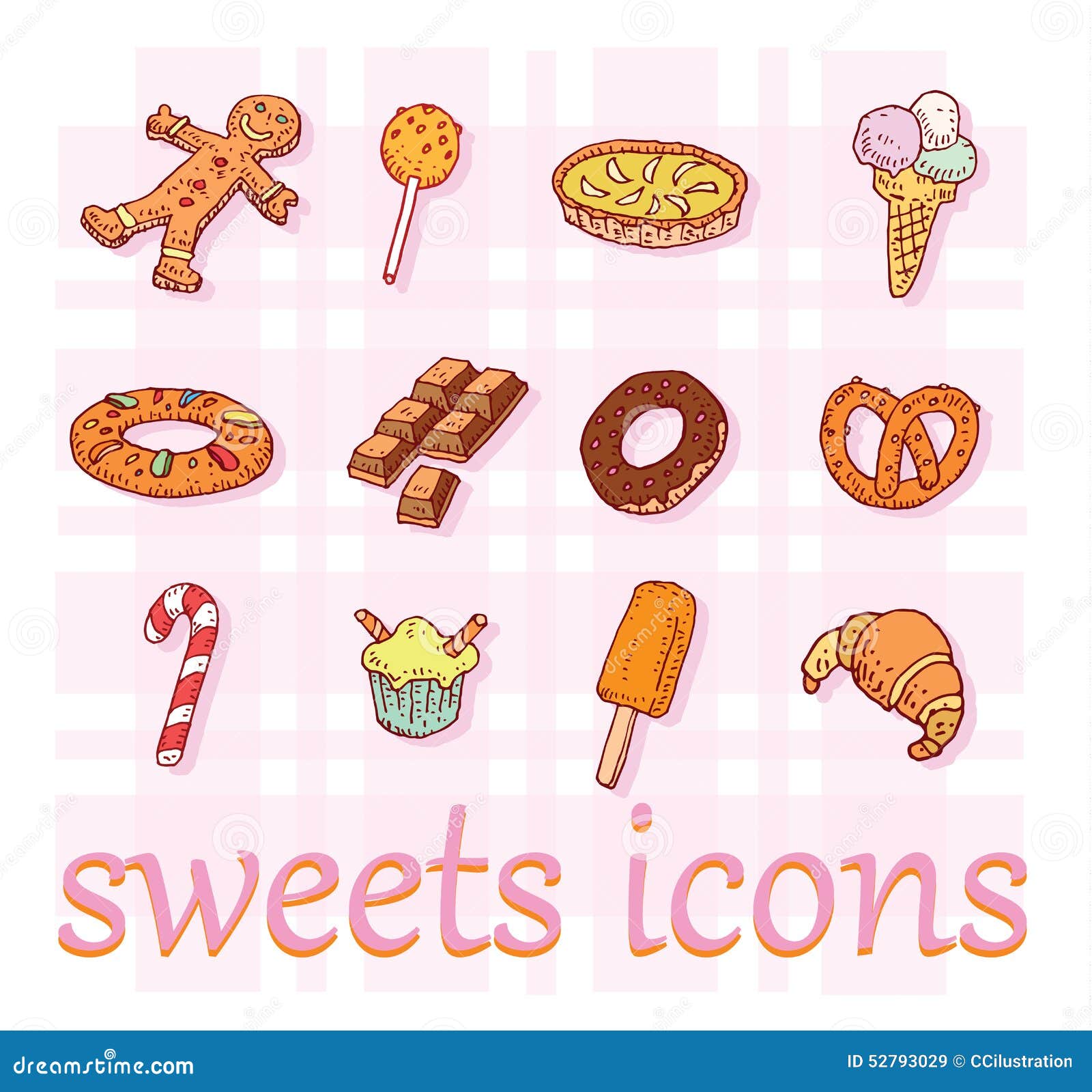 Sweets Icons Set, Vector Illustration Stock Vector - Illustration of ...