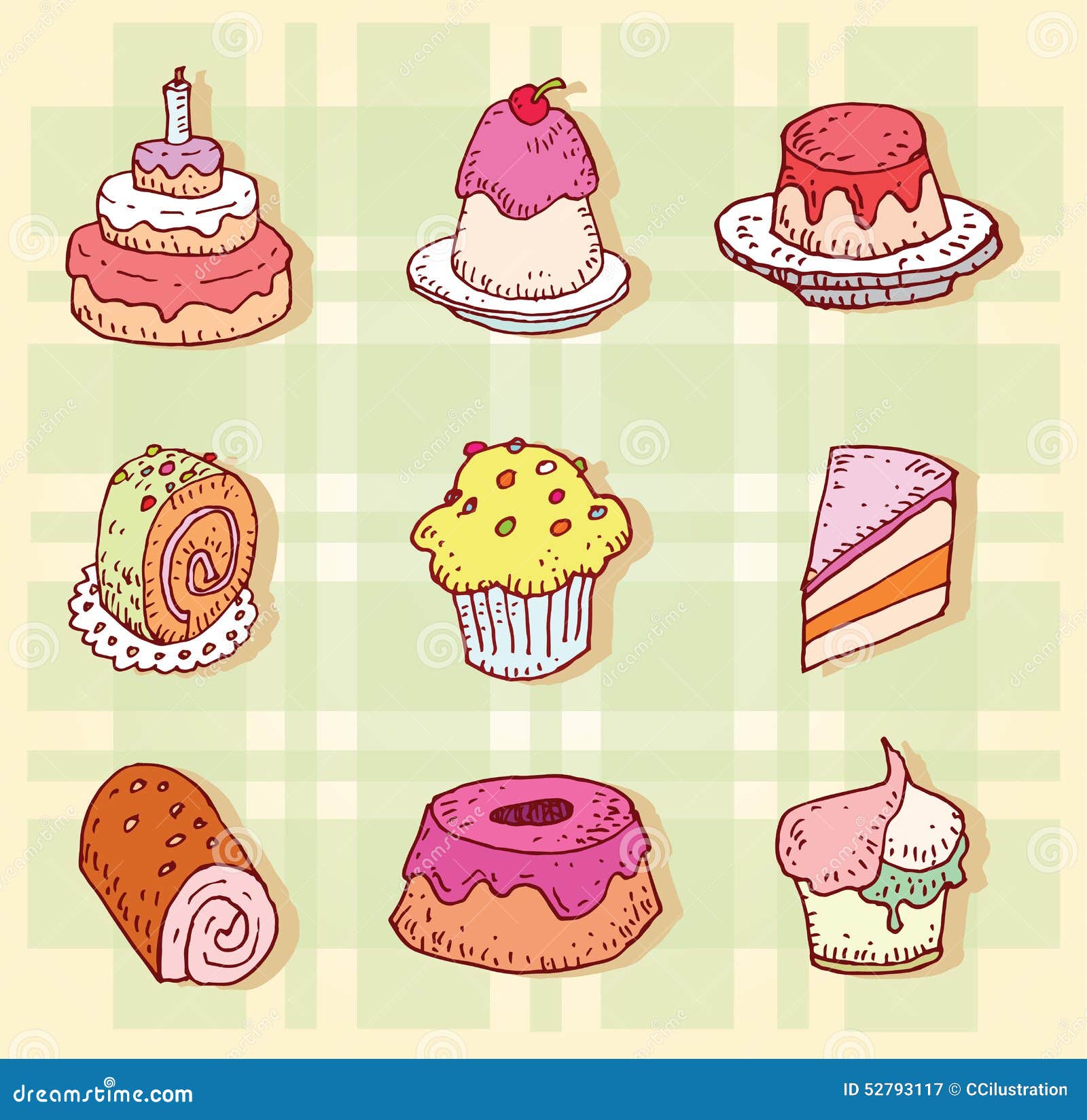 Sweets Icons Set, Vector Illustration Stock Vector - Illustration of ...