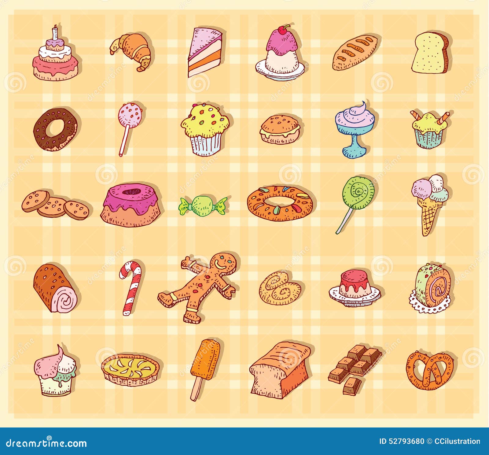Sweets Icons Set, Vector Illustration Stock Vector - Illustration of ...