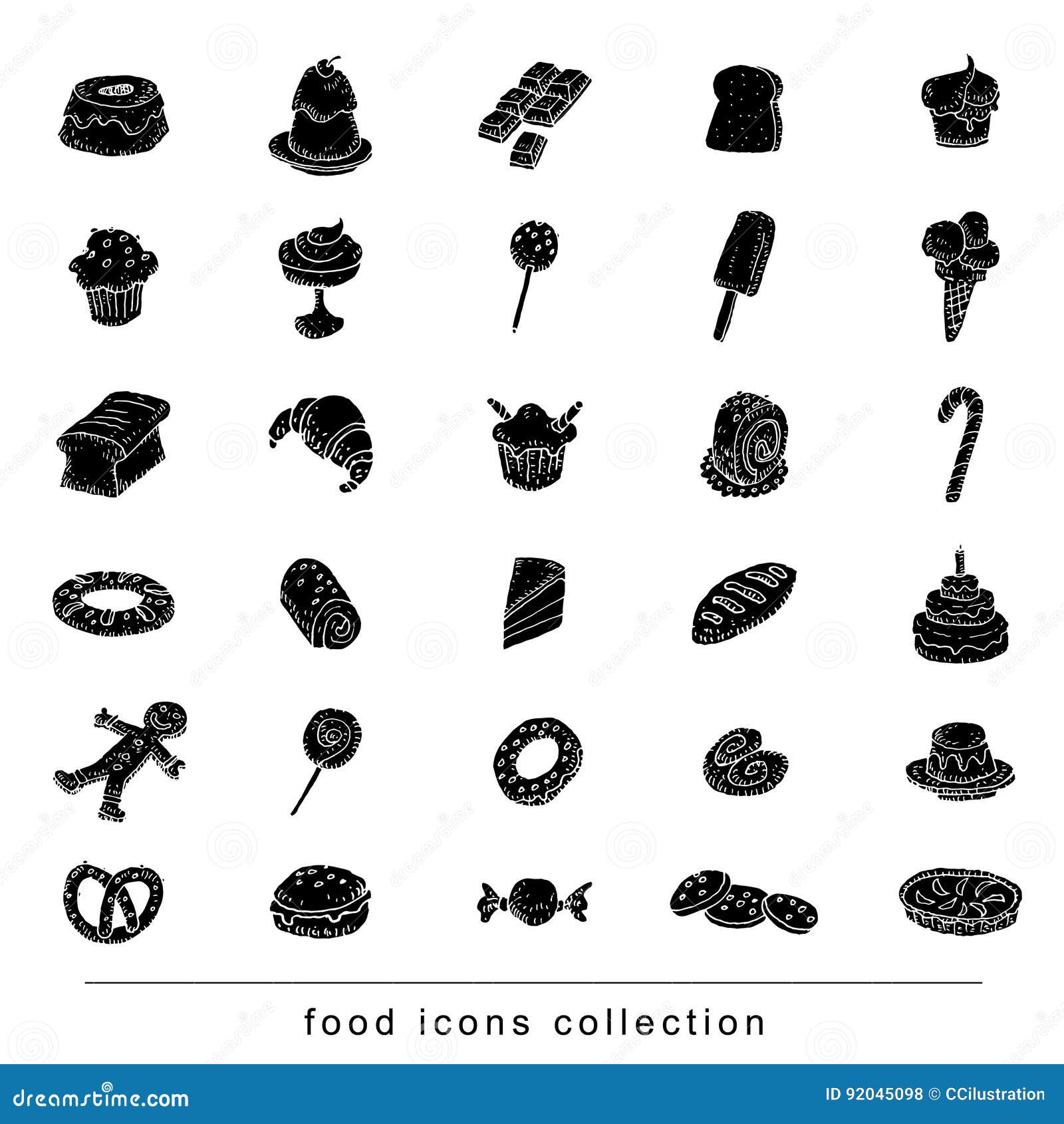 Sweets Icons Set, Vector Illustration. Black Stock Vector ...