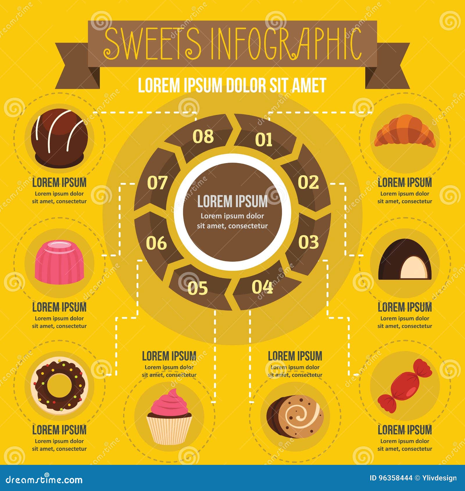 Sweets Infographic Concept, Flat Style Stock Vector - Illustration of ...