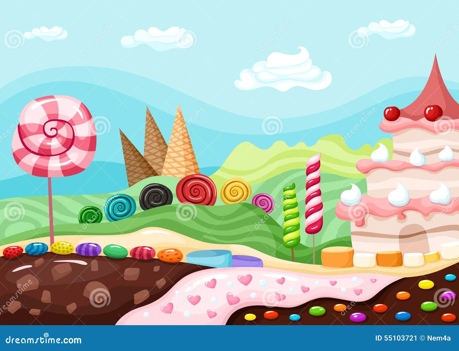 Sweets landscape stock vector. Illustration of graphic - 55103721