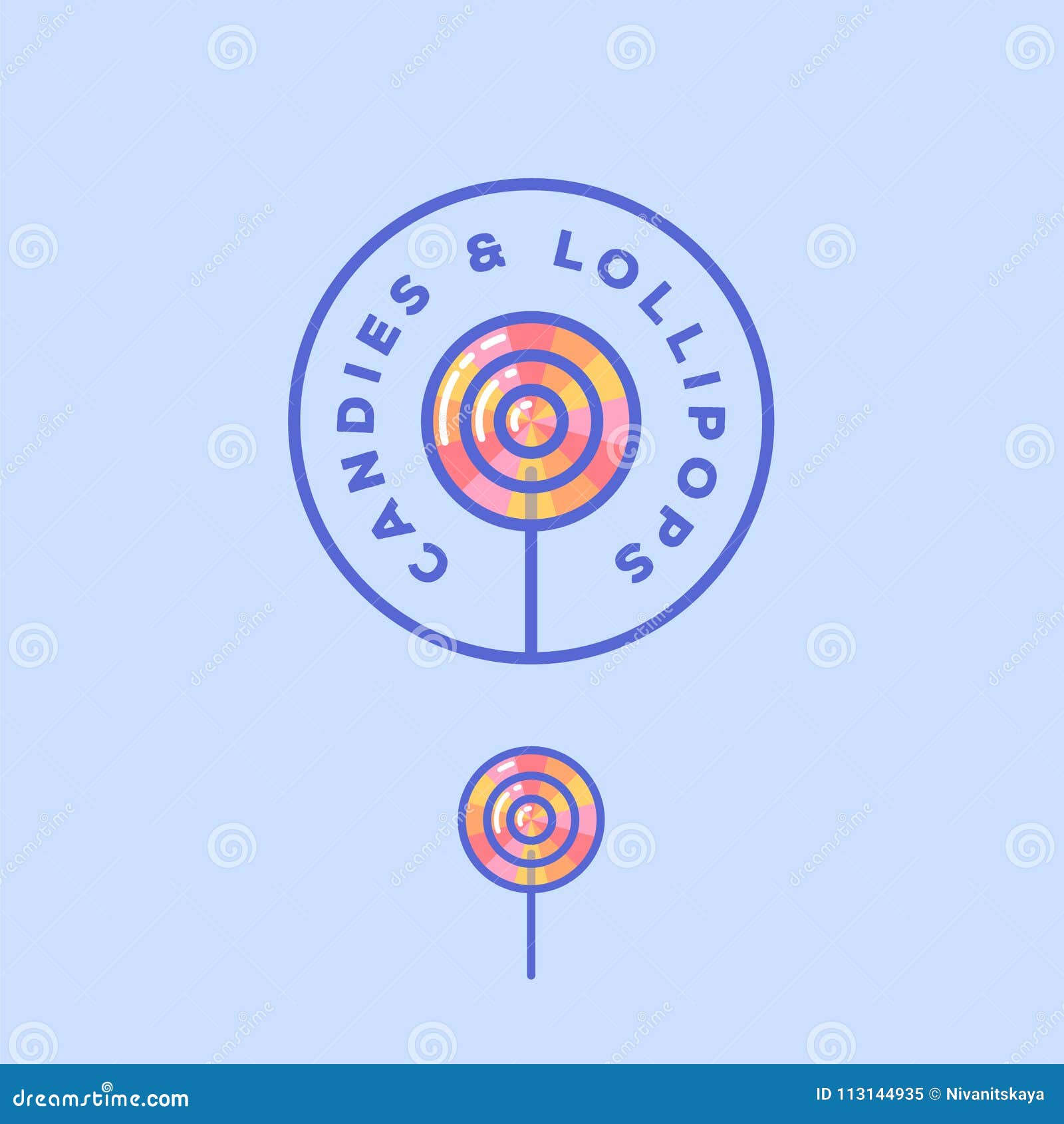 Lollipops Logo. Sweets Store Emblem. Candy on a Stick in a Circle with ...