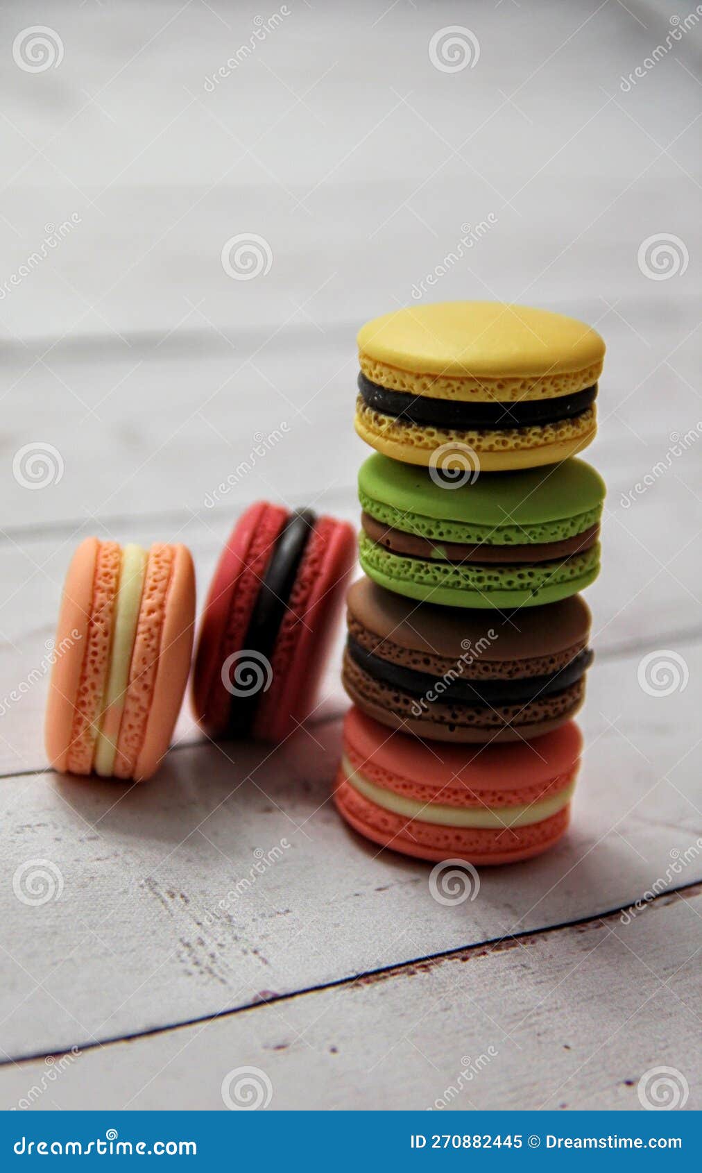 Sweets macrones in colour stock image. Image of orange - 270882445