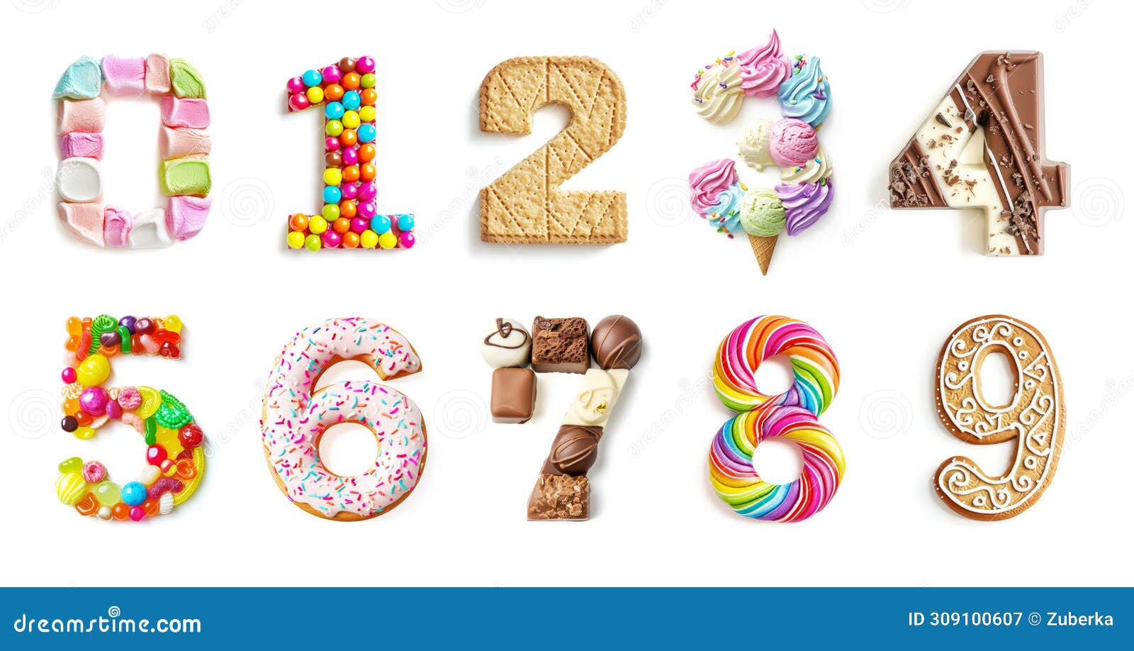 Sweets Numbers Set stock illustration. Illustration of clip - 309100607