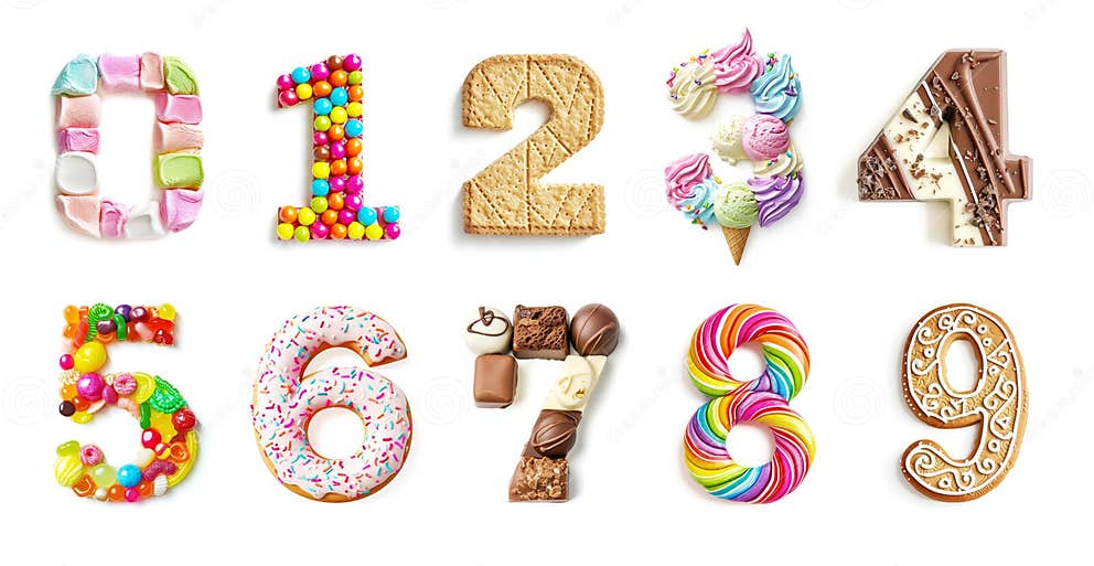 Sweets Numbers Set stock illustration. Illustration of clip - 309100607