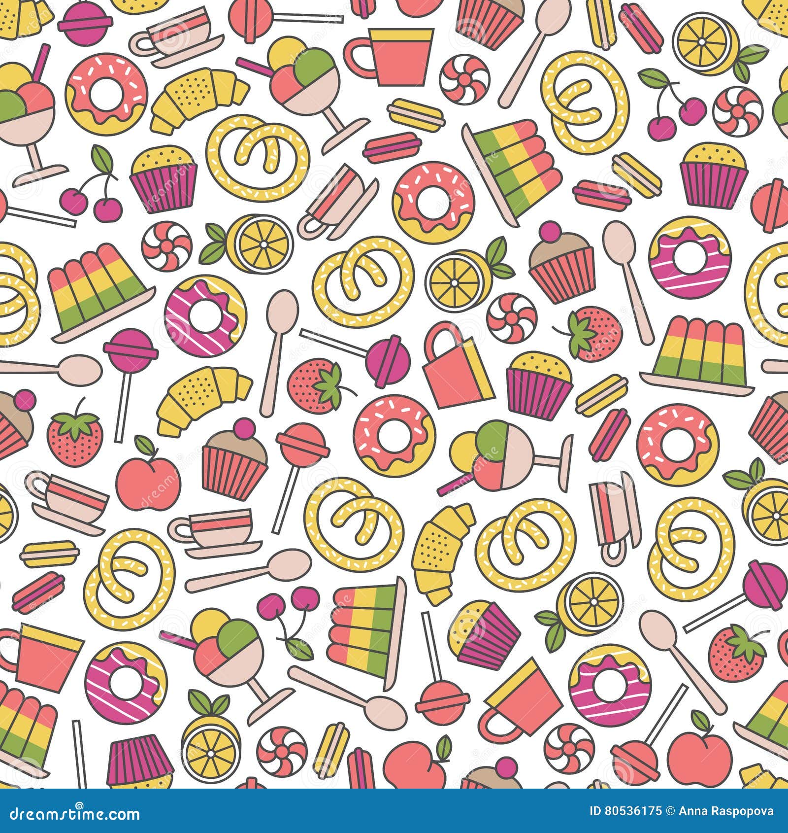 Sweets pattern stock vector. Illustration of cupcake - 80536175
