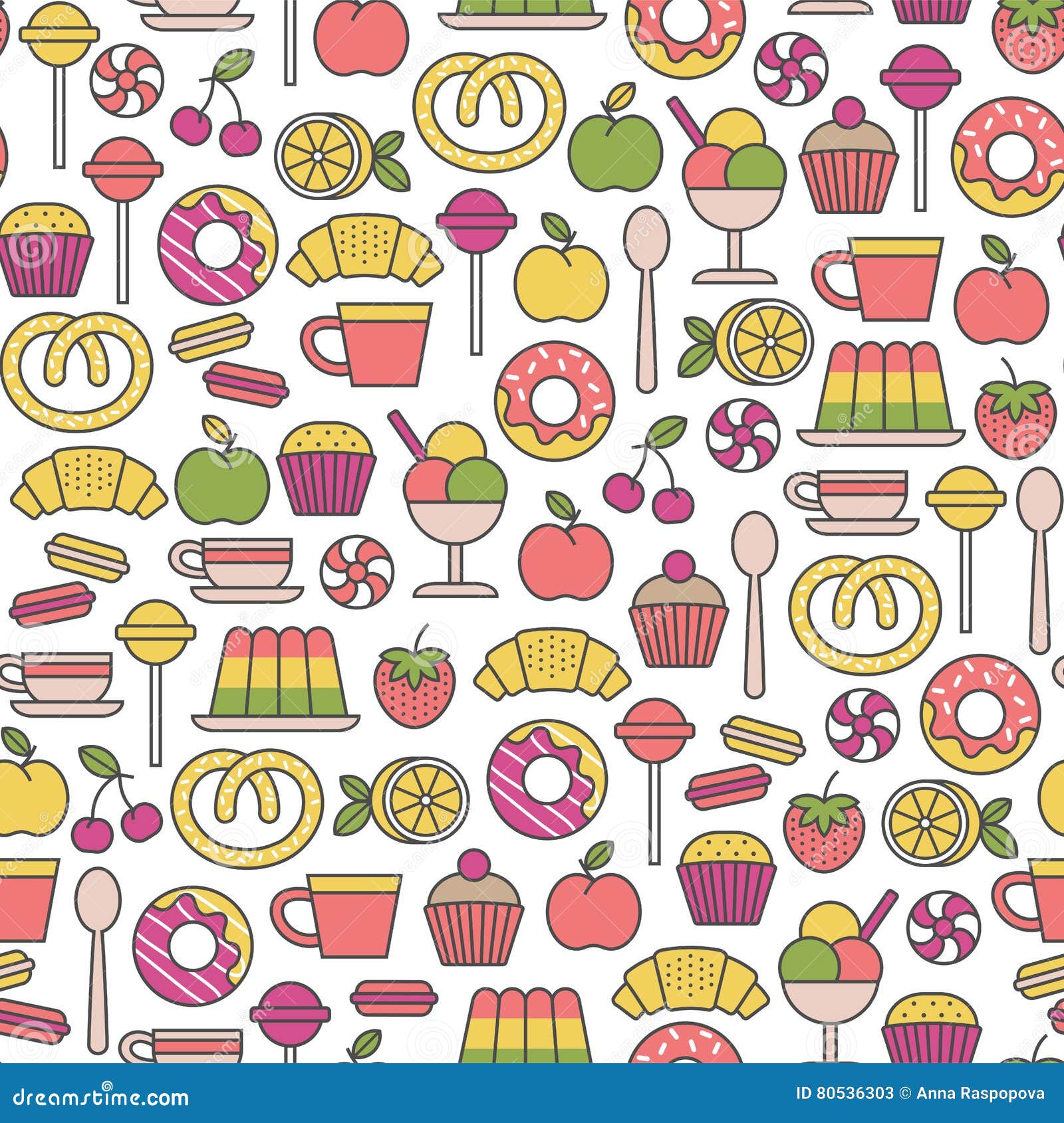 Sweets pattern stock vector. Illustration of cake, desert - 80536303