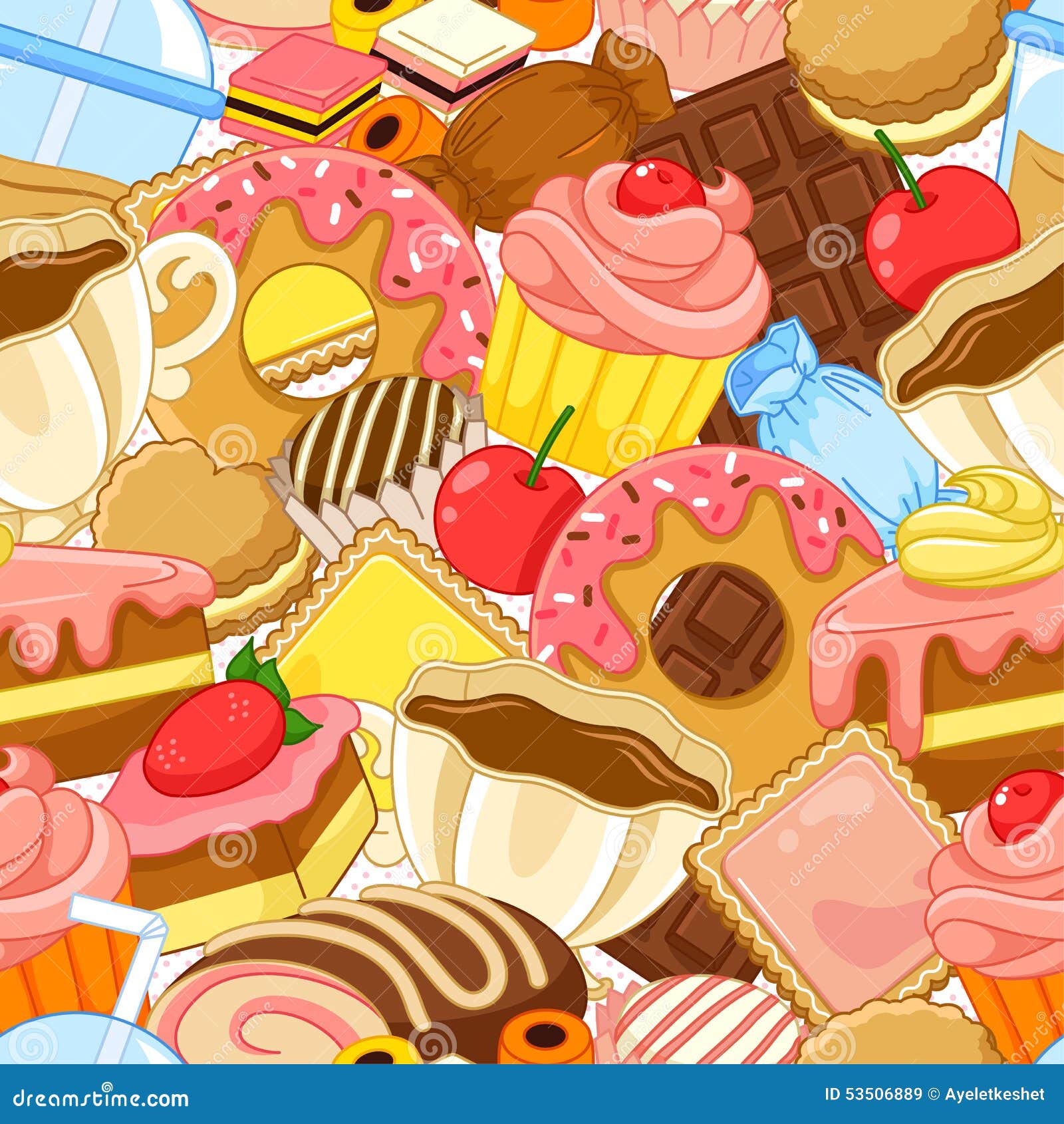 Sweets pattern stock vector. Illustration of seamless - 53506889