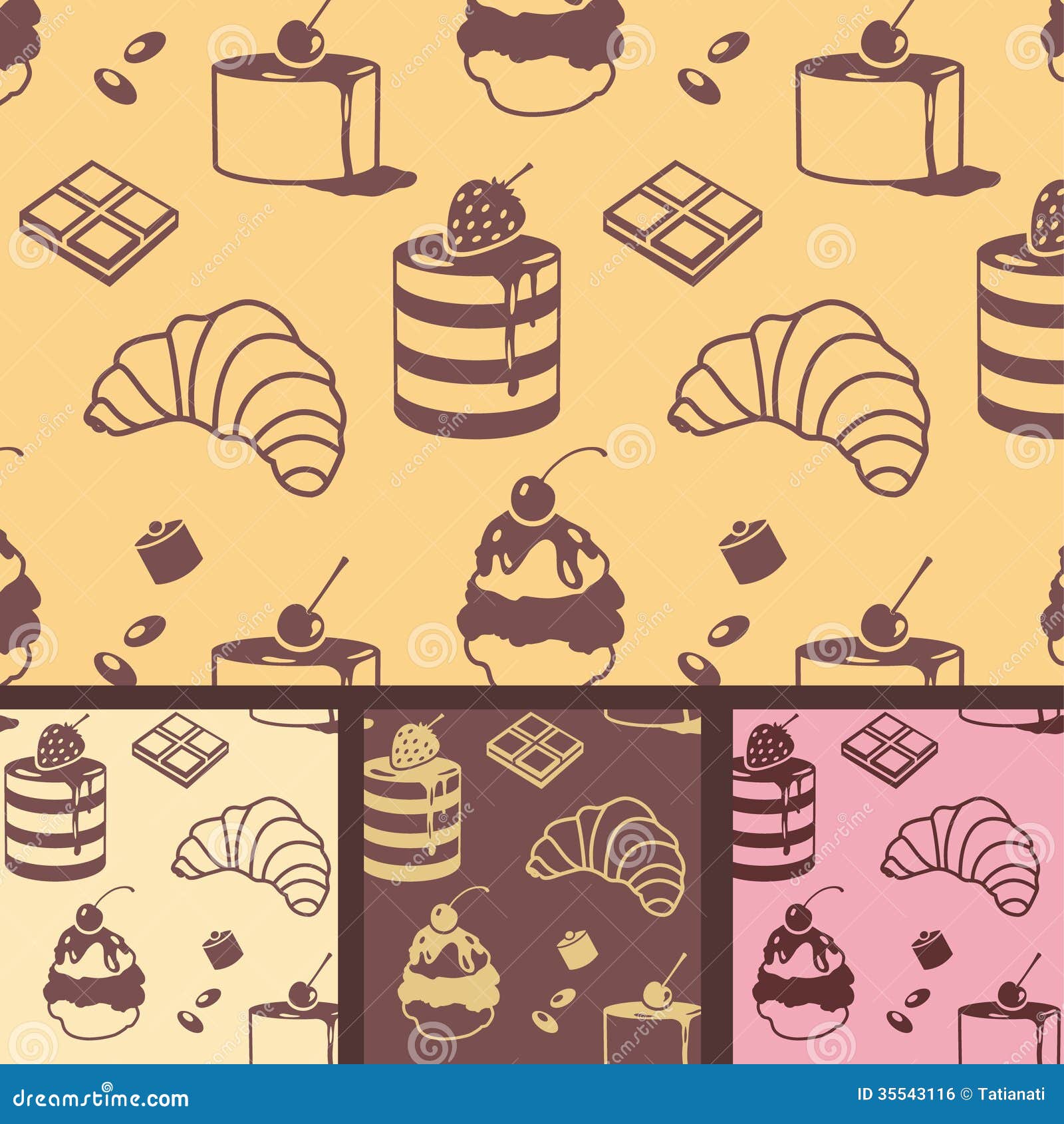 Sweets pattern stock vector. Illustration of cherry, cupcake - 35543116