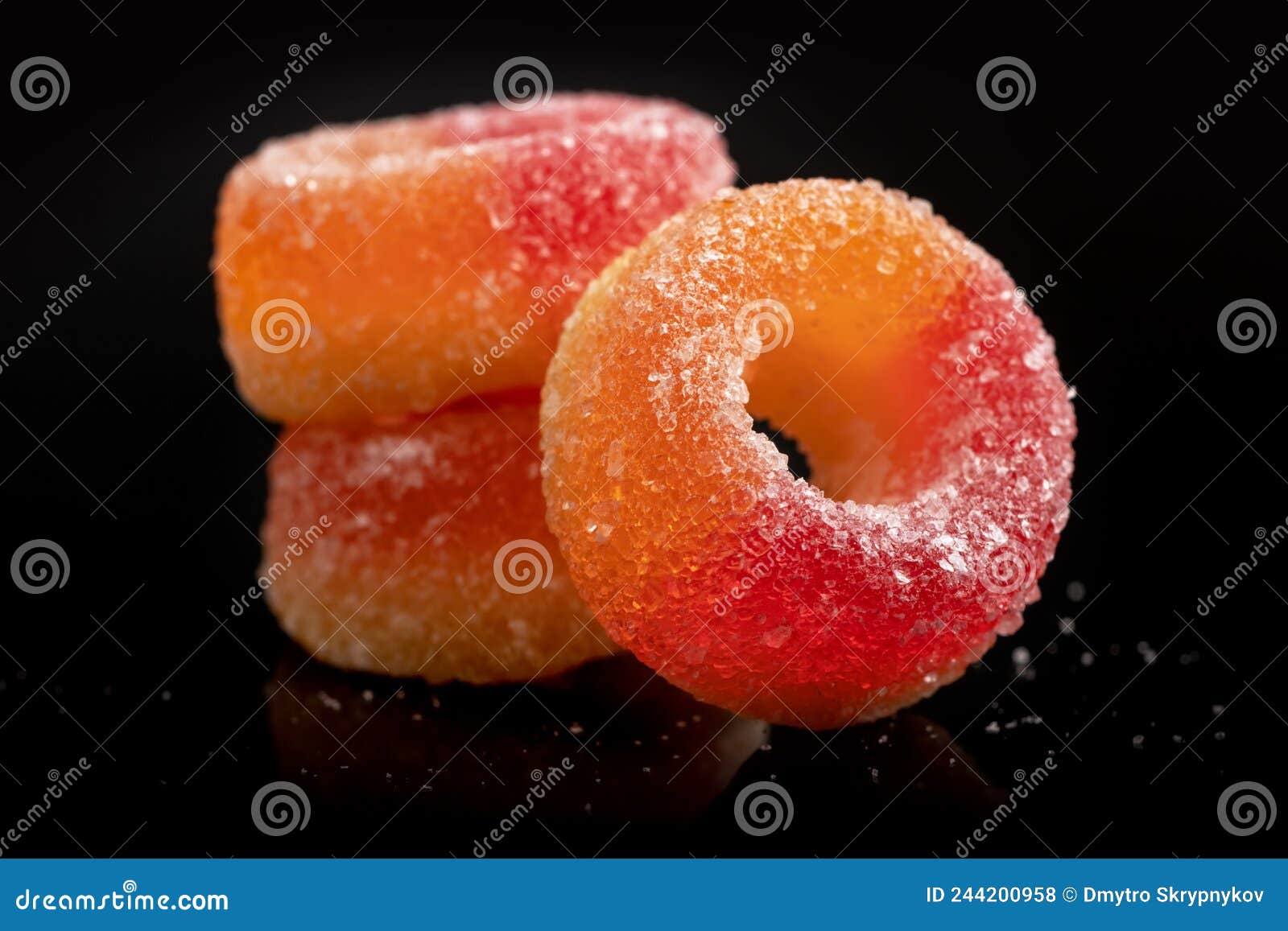 Sweets Peach Ring Gummy Candies on Black Stock Photo - Image of ...