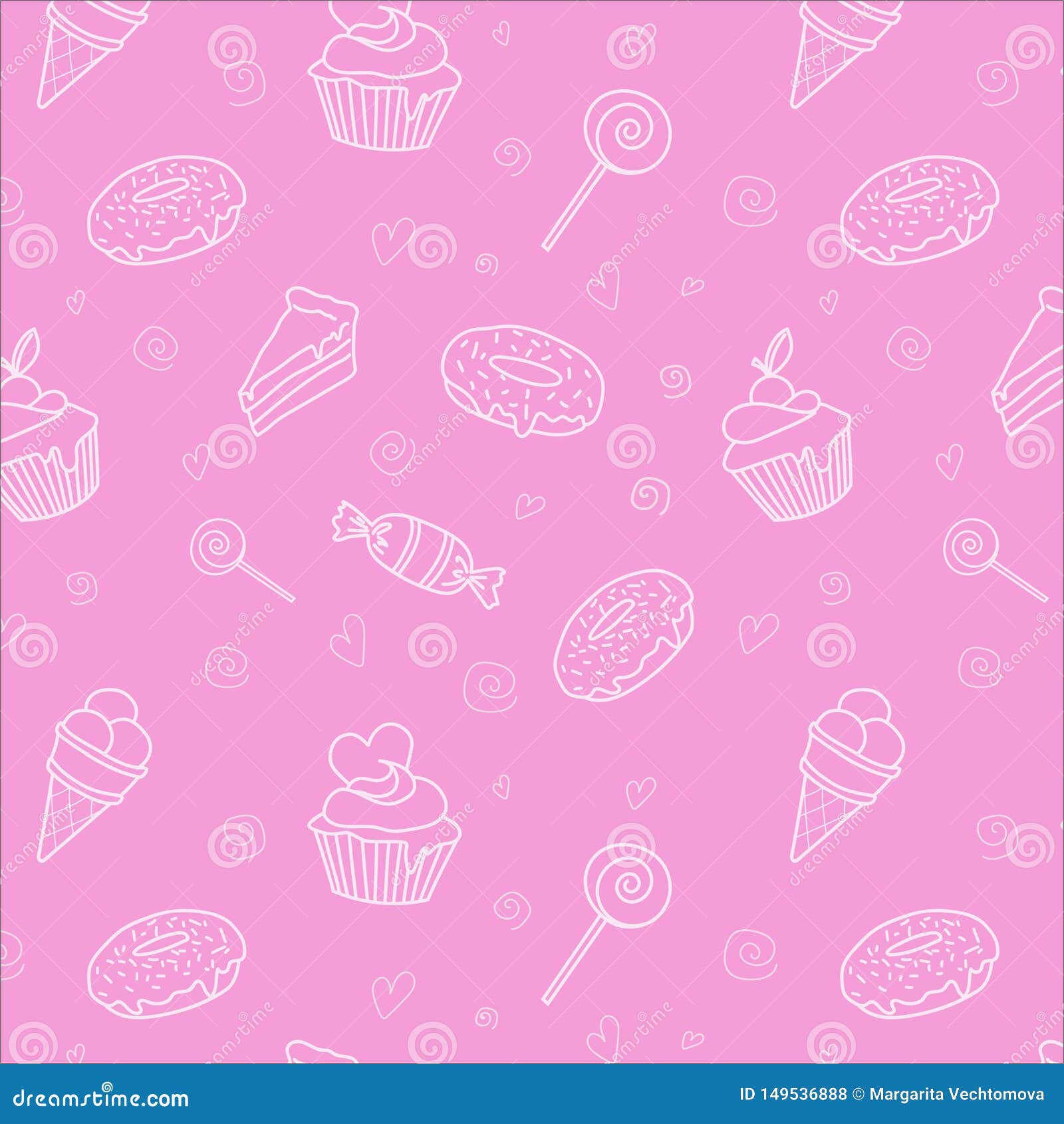 Sweets on the Pink Background Vector Stock Vector - Illustration of ...