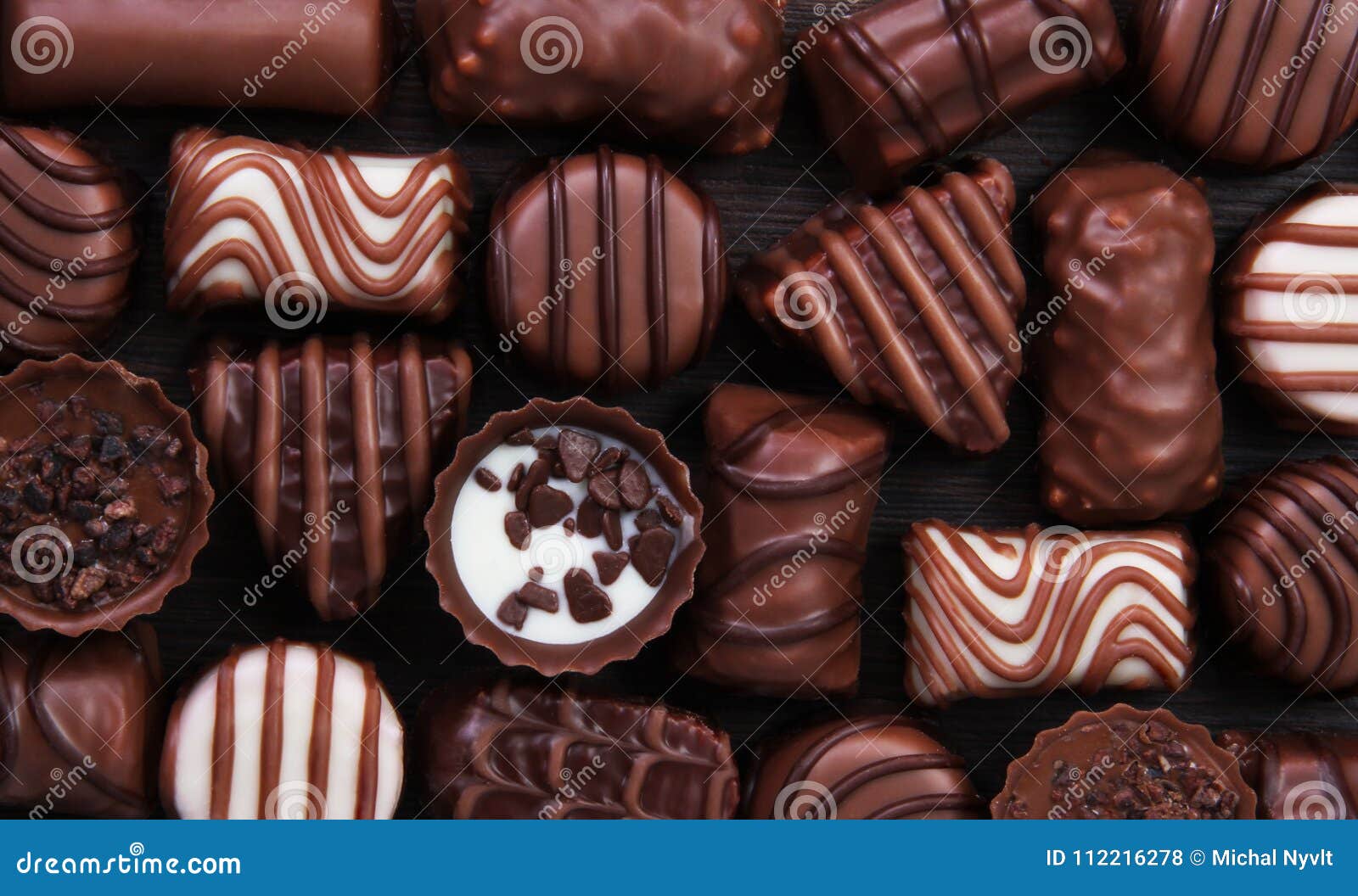 Sweets praline chocolate stock photo. Image of calorific - 112216278