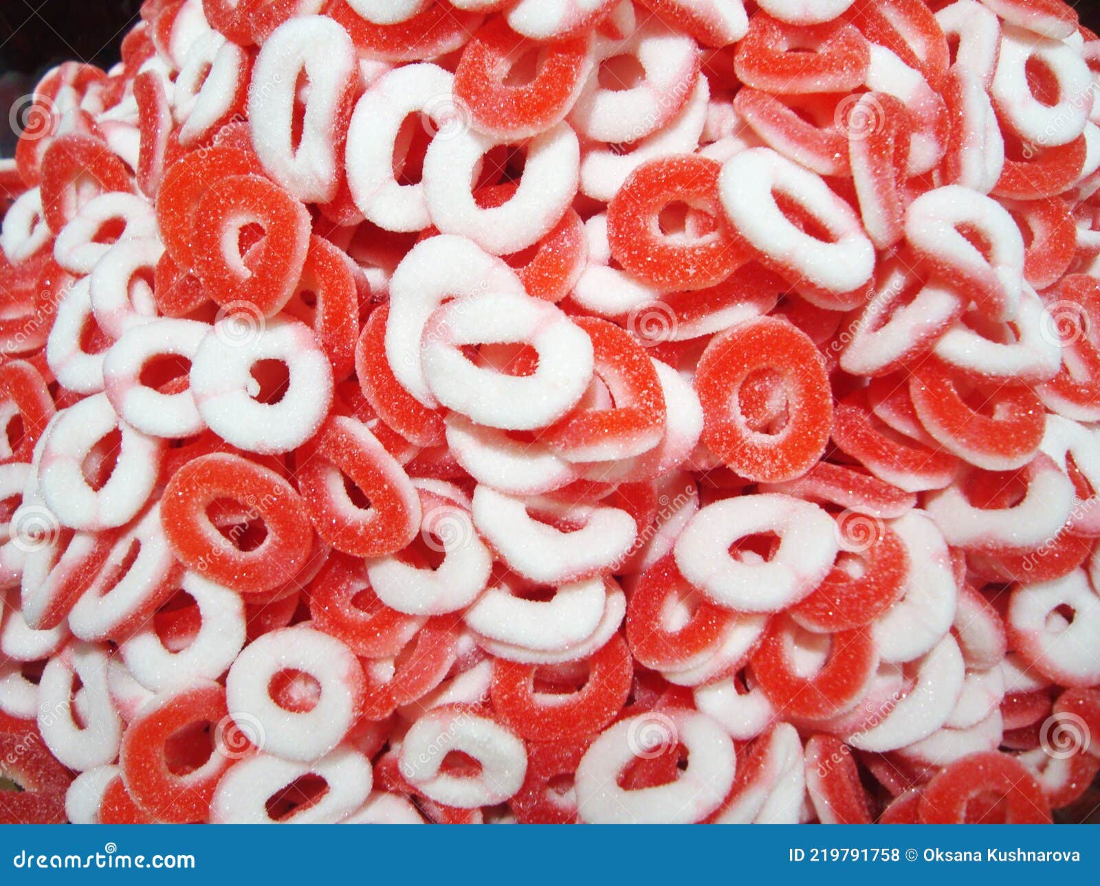 Sweets red and white rings stock photo. Image of food - 219791758