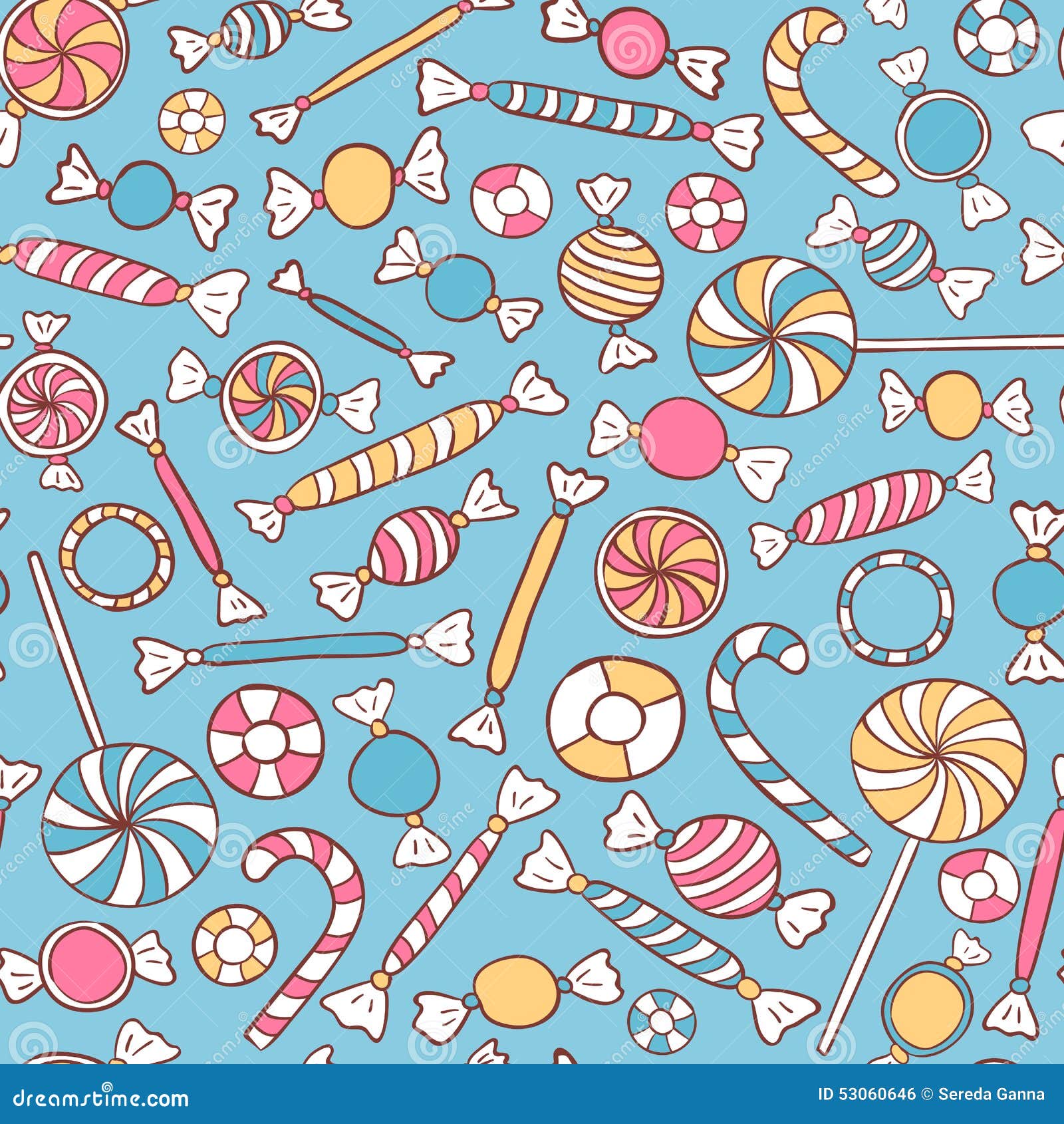 Sweets Seamless Pattern stock vector. Illustration of caramel - 53060646