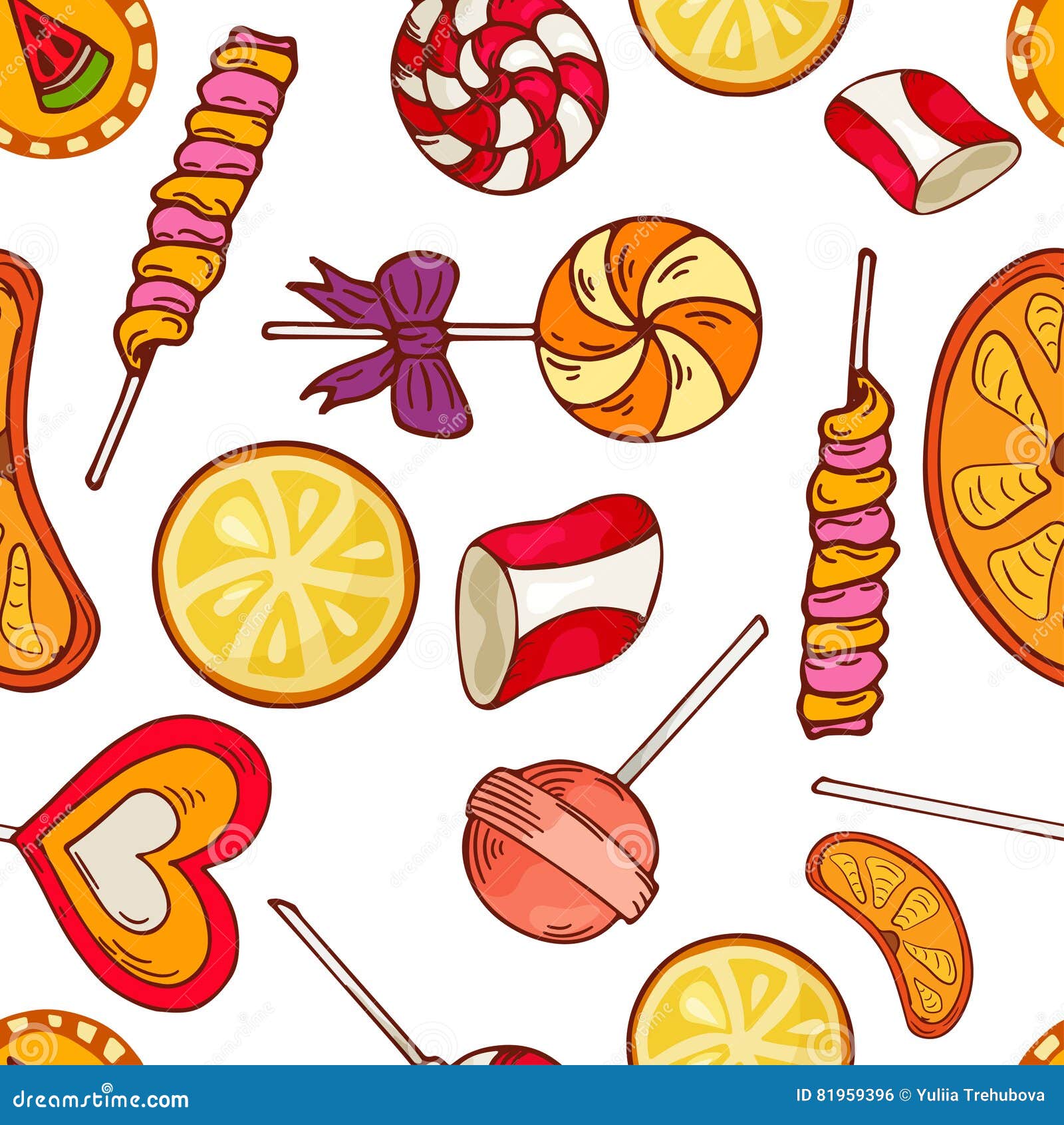 Sweets Seamless Pattern. Vector Illustration with Hand Drawn Sketch ...