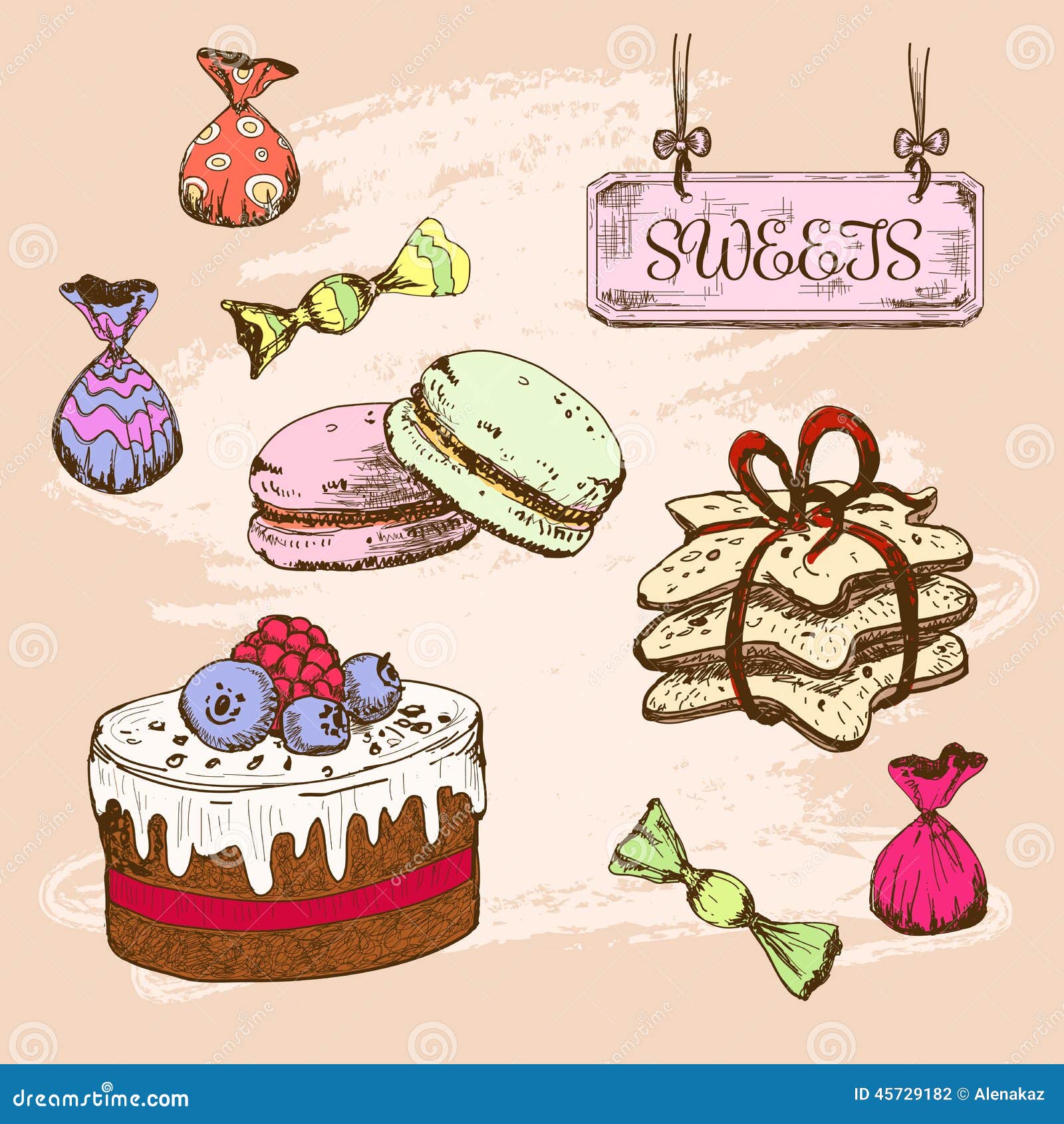 Sweets stock vector. Illustration of coffee, cheesecake - 45729182