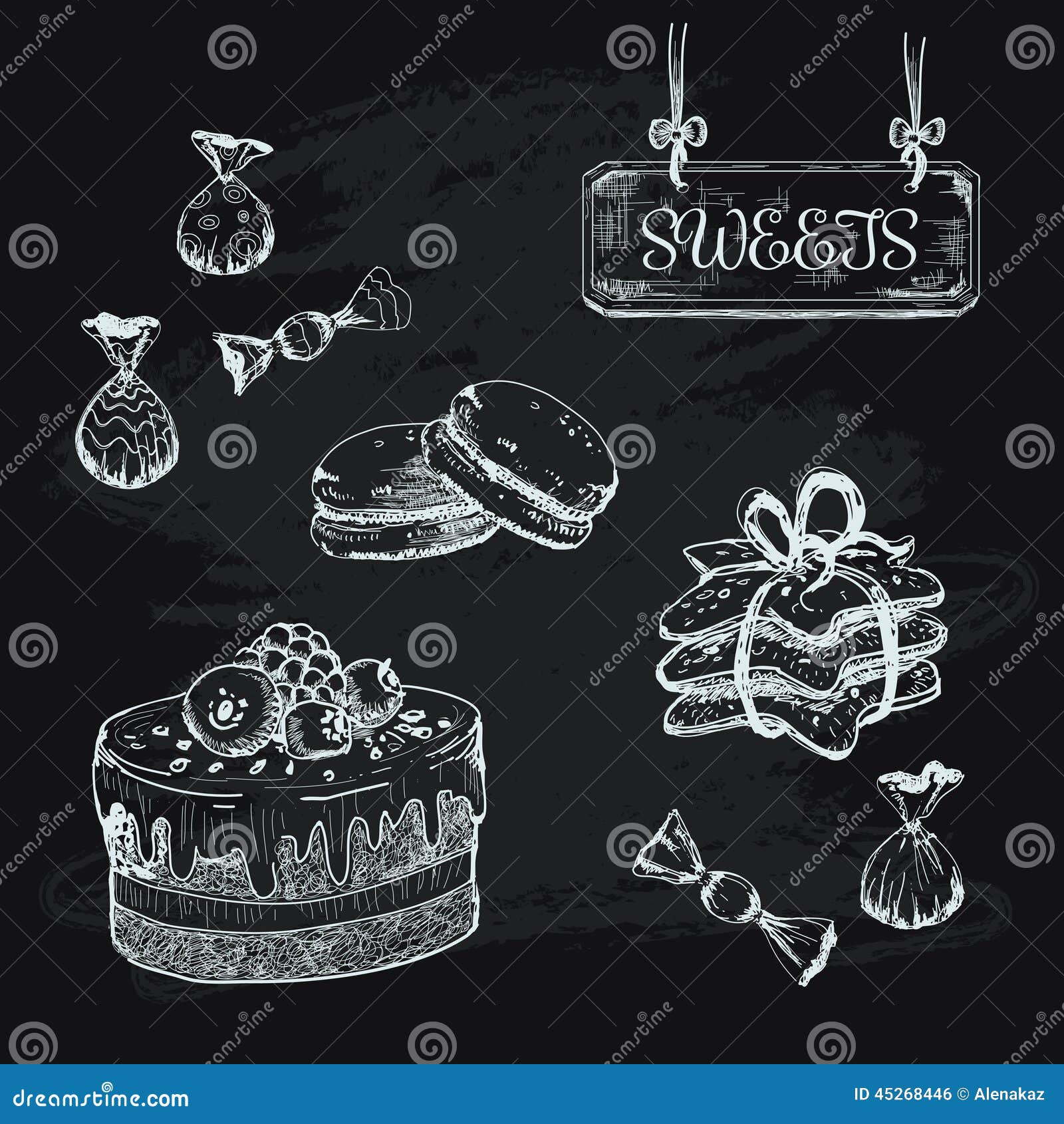 Sweets stock vector. Illustration of peanuts, mint, cream - 45268446