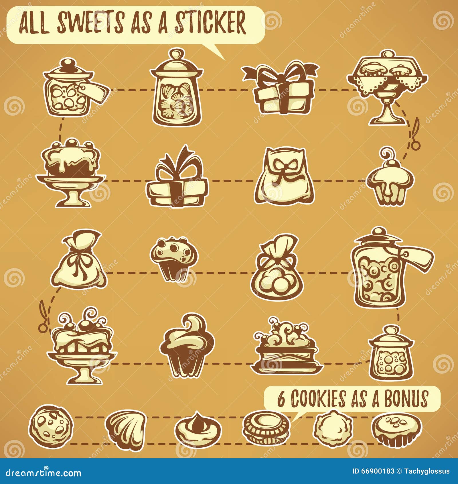 Sweets stickers stock vector. Illustration of marmalade - 66900183