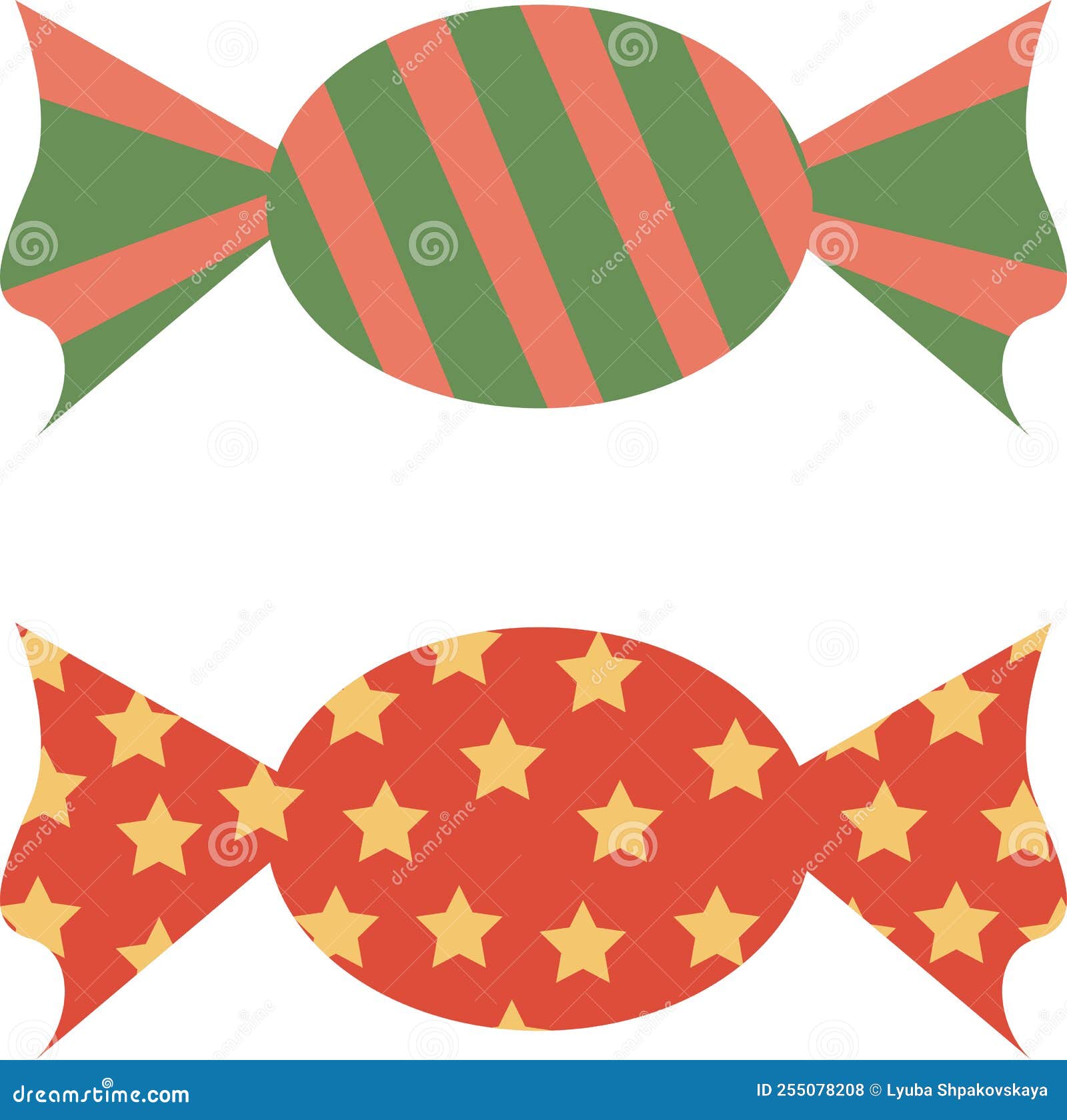 Sweets Vector on White Background. Candies with Lines and Stars Stock ...