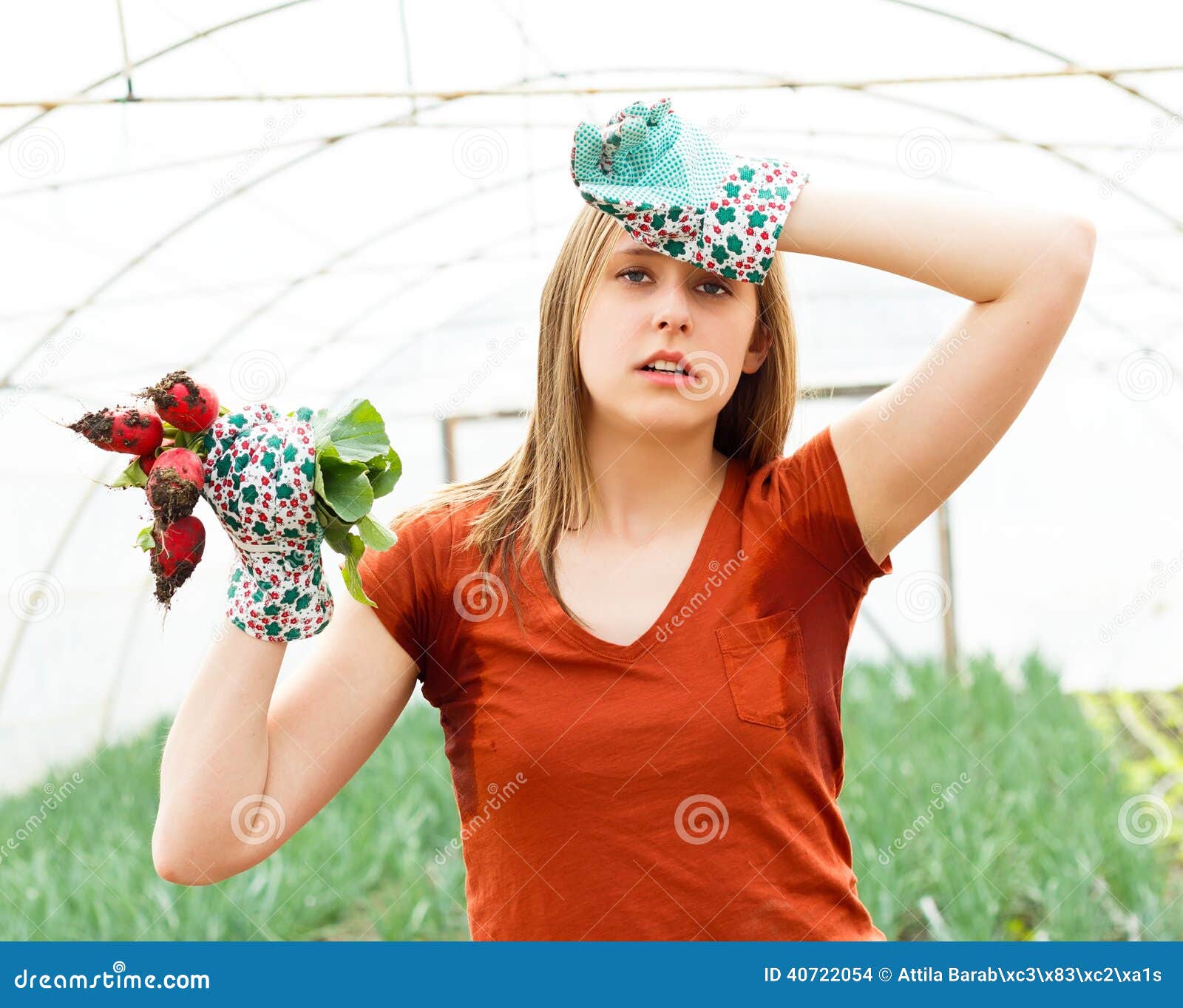 Sweltering from Work stock photo. Image of blond, green - 40722054