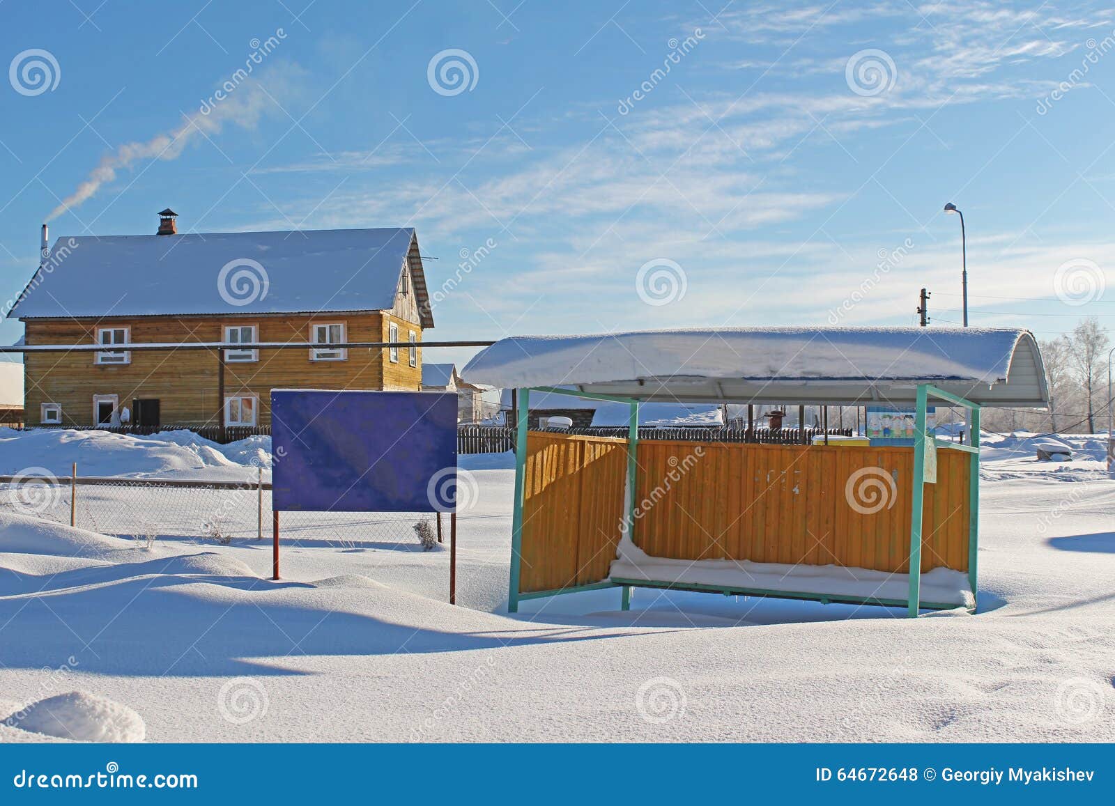 Swept snow bus stop stock photo. Image of neglected, abandoned - 64672648