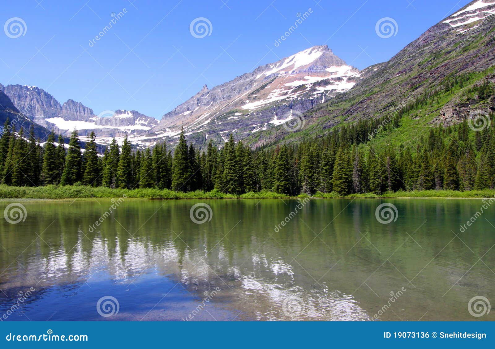 Swift Current Lake At Sunset Glacier National Park Stock Image ...