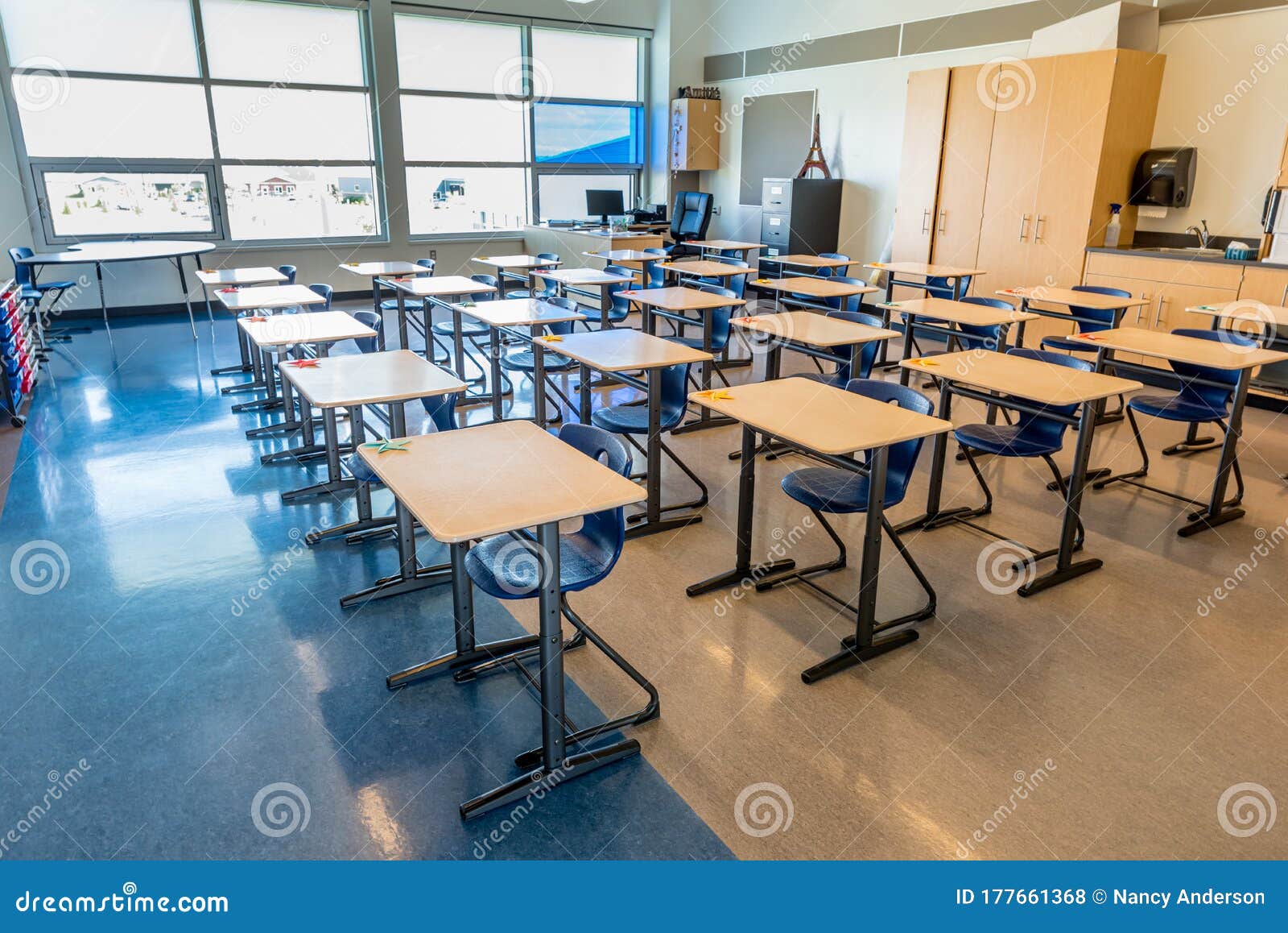 Empty School Classroom With Overturned Chairs In Rural School Editorial ...