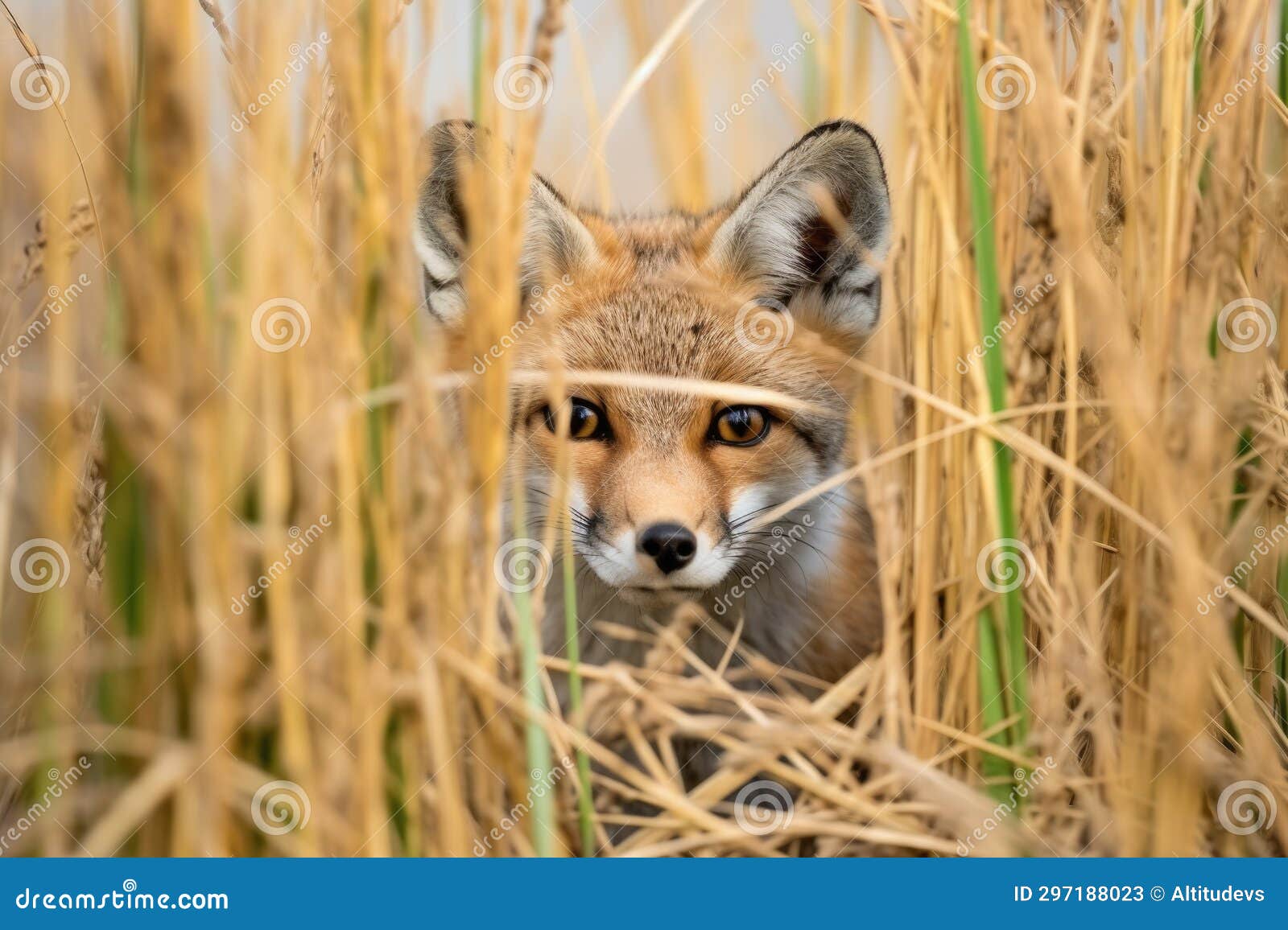 A Swift Fox Hiding in a Tall Grass Stock Image - Image of swift, animal ...
