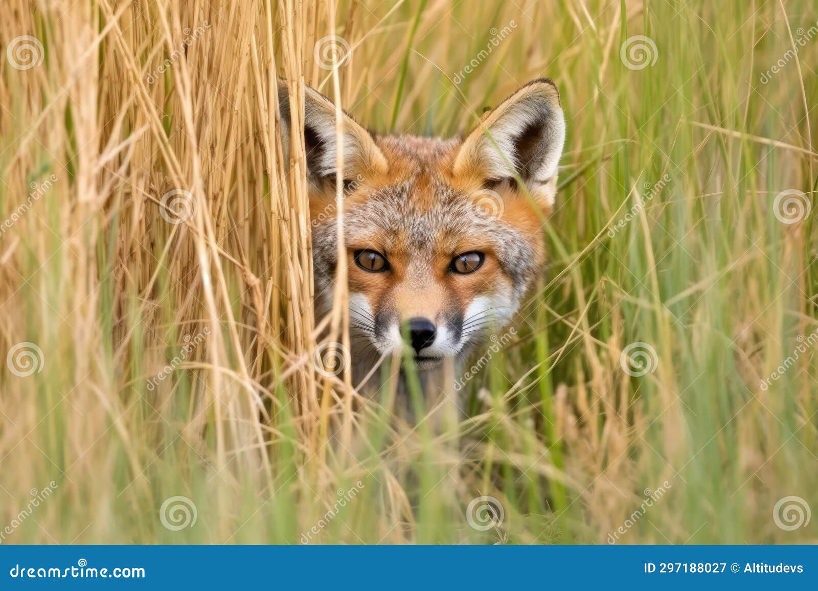 A Swift Fox Hiding in a Tall Grass Stock Image - Image of animal ...