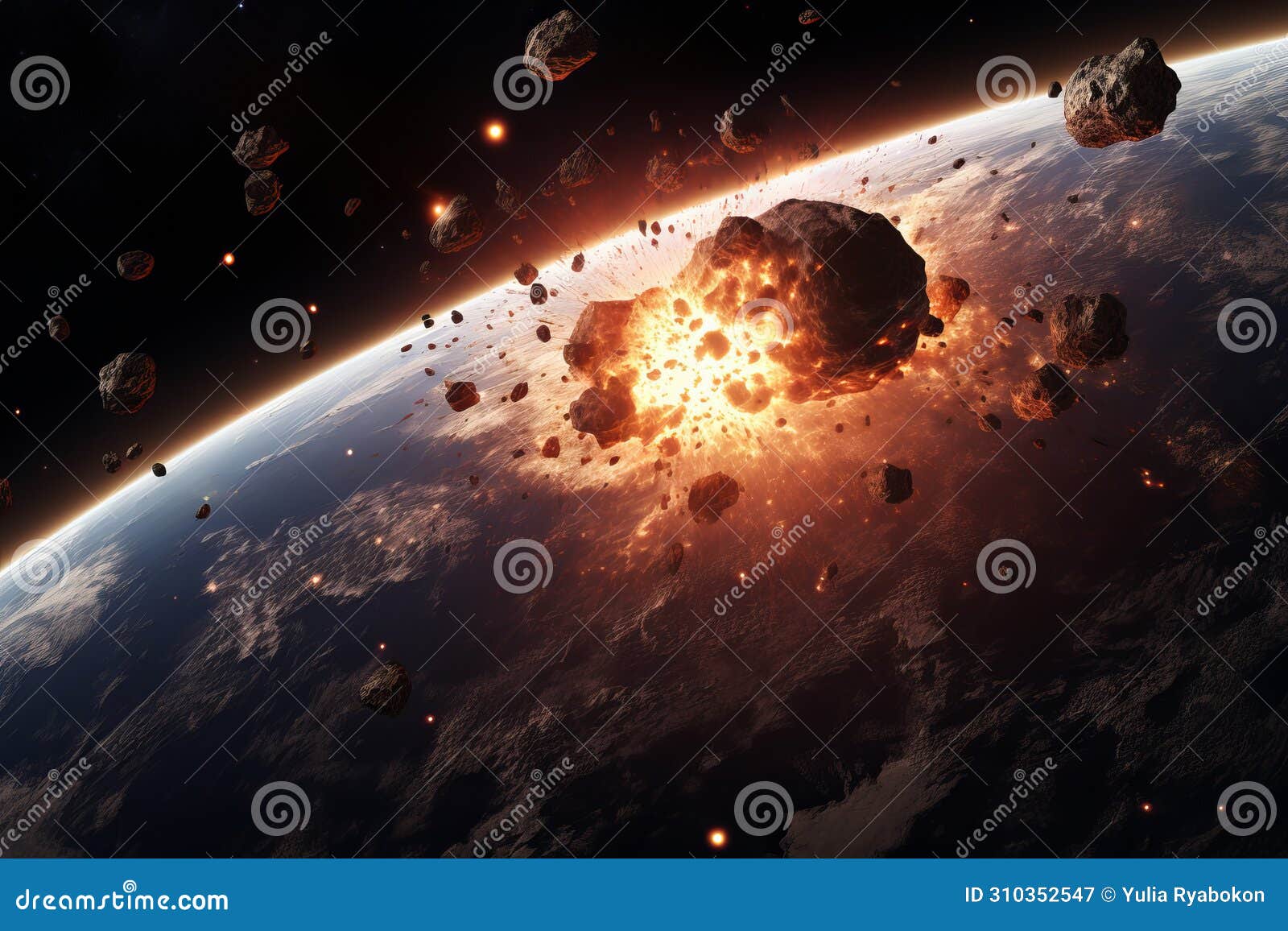 Meteors Hit And Explode In Space Stock Photography | CartoonDealer.com ...