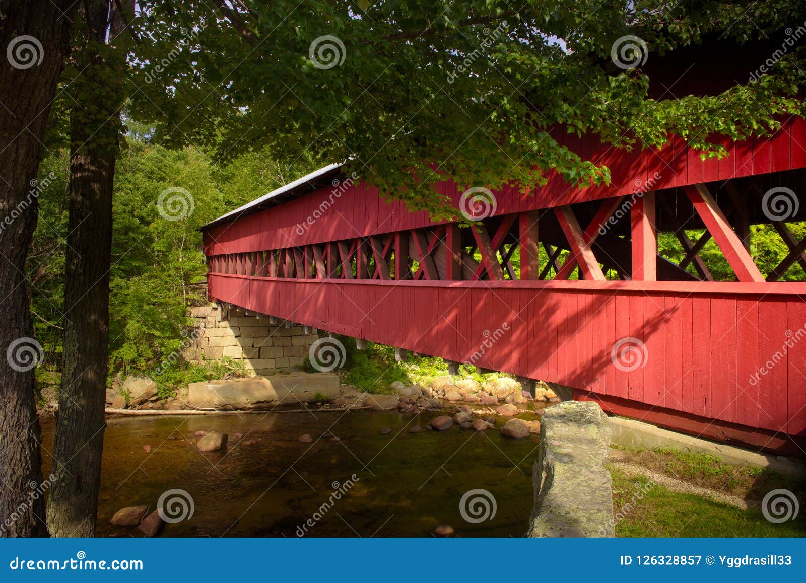 Swift River Covered Bridge in the White Mountains Stock Image - Image ...