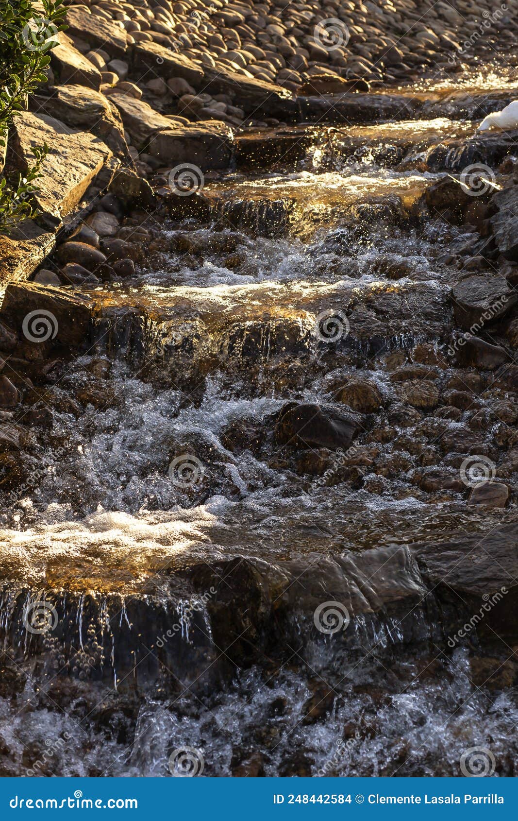 Swift Water Flowing Down the River Rocks at Dusk Stock Photo - Image of ...