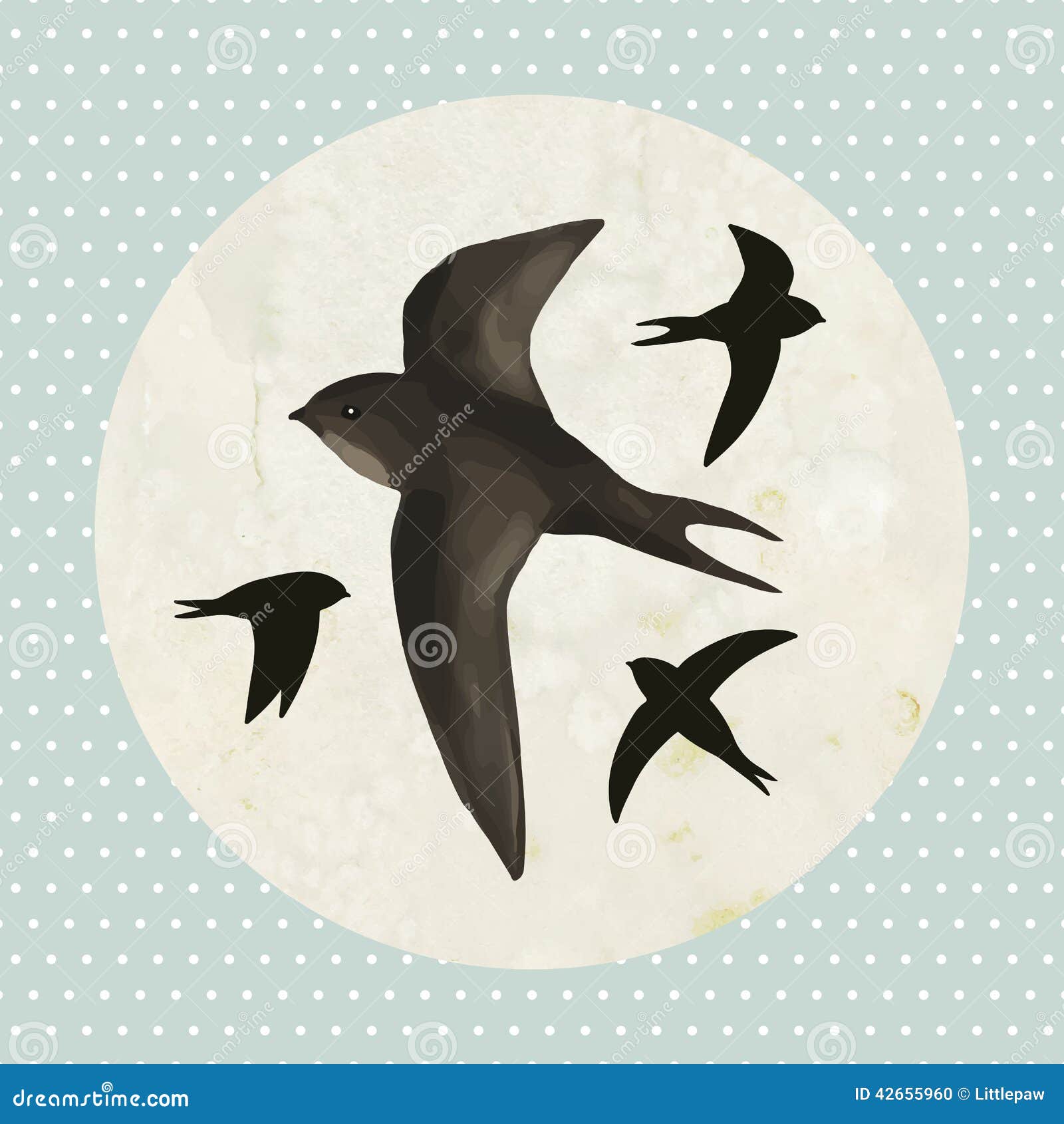 Swifts On Old Paper Background Vector Illustration | CartoonDealer.com ...