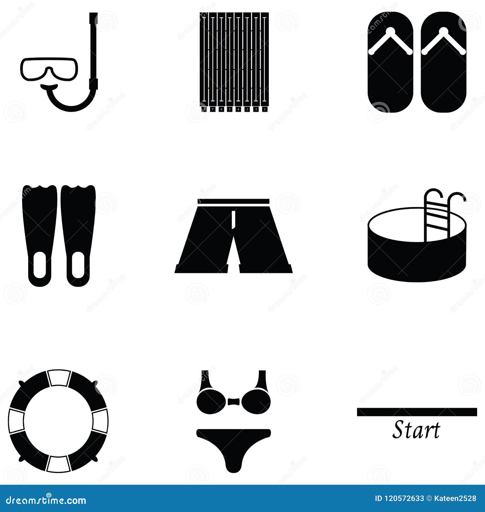 Swim icon set stock vector. Illustration of swim, sign - 120572633