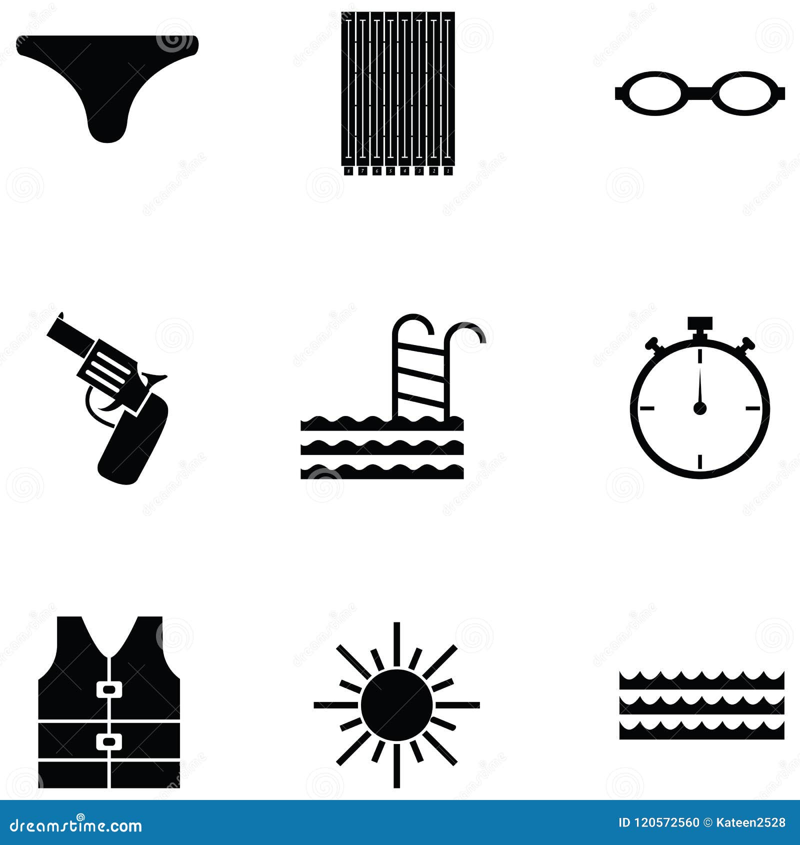 Swim icon set stock vector. Illustration of icons, scuba - 120572560