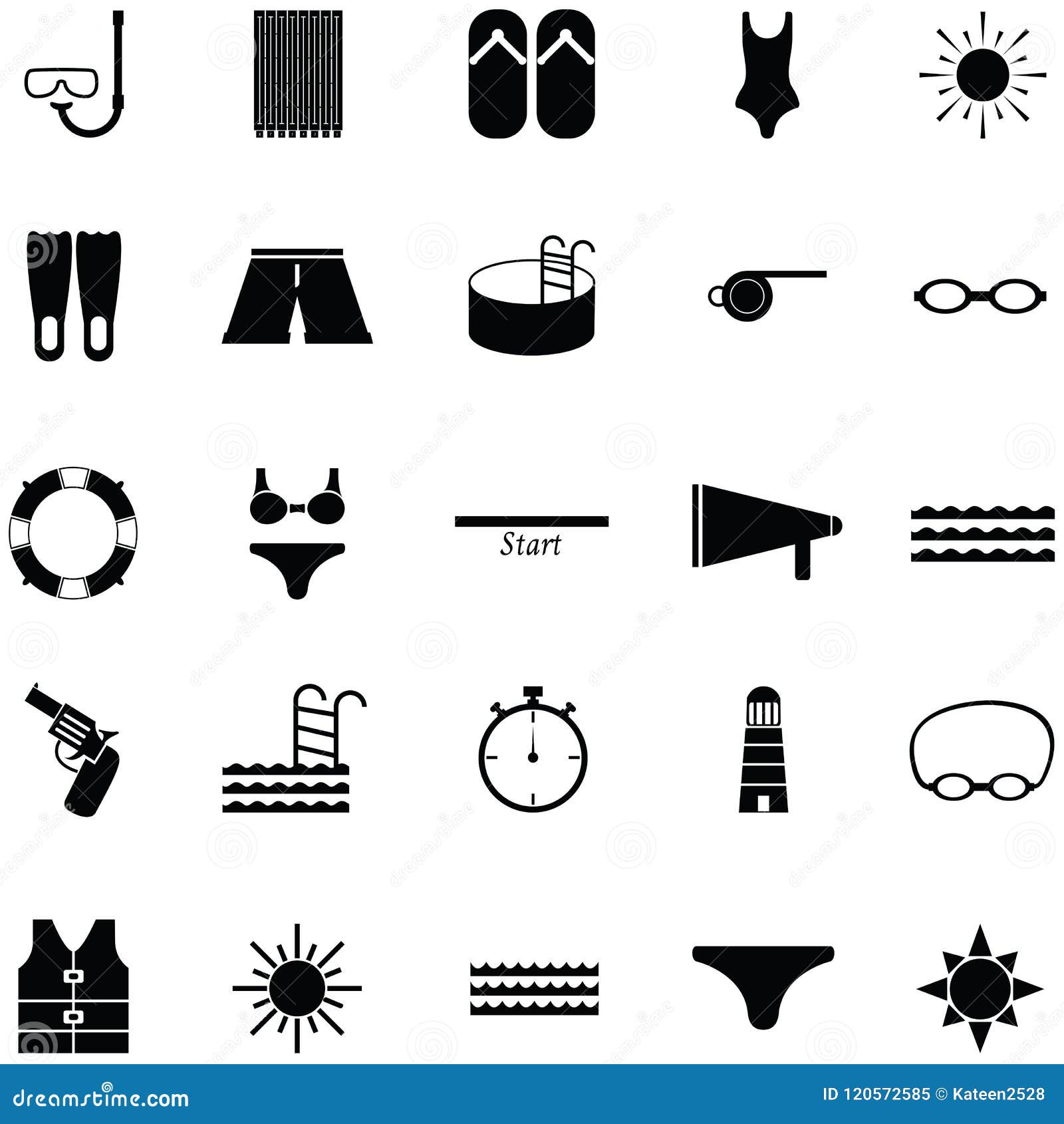 Swim icon set stock vector. Illustration of symbol, silhouette - 120572585