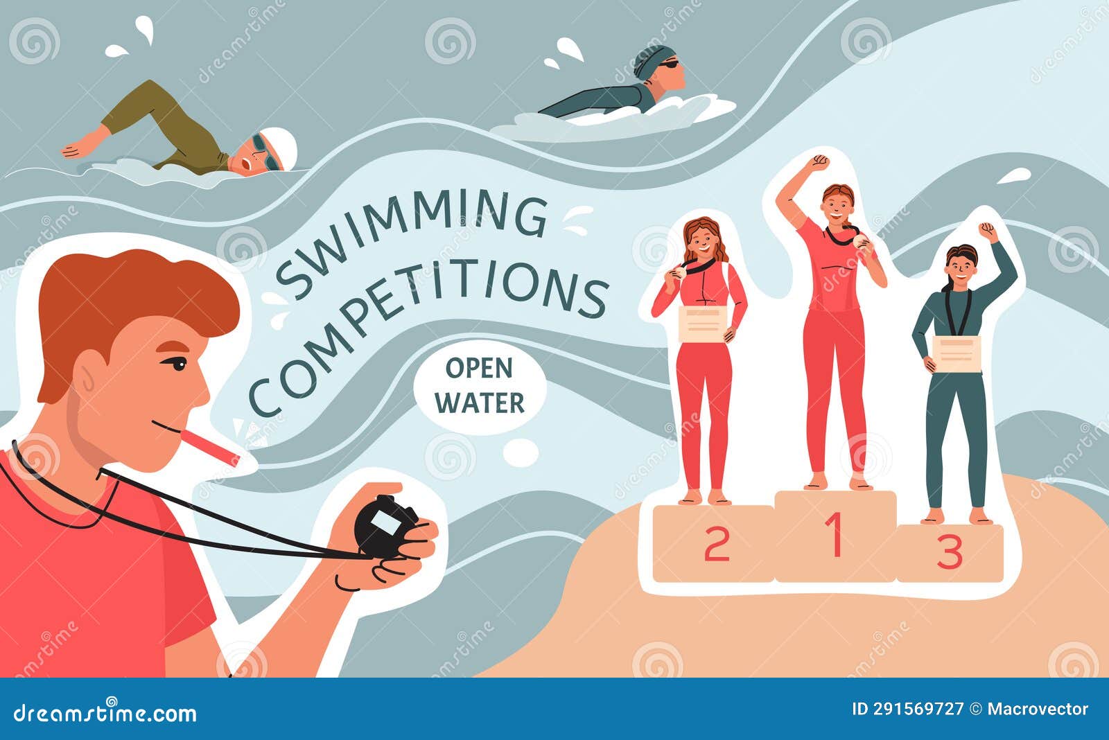 Swim Open Water Flat Infographic Vector Illustration | CartoonDealer ...