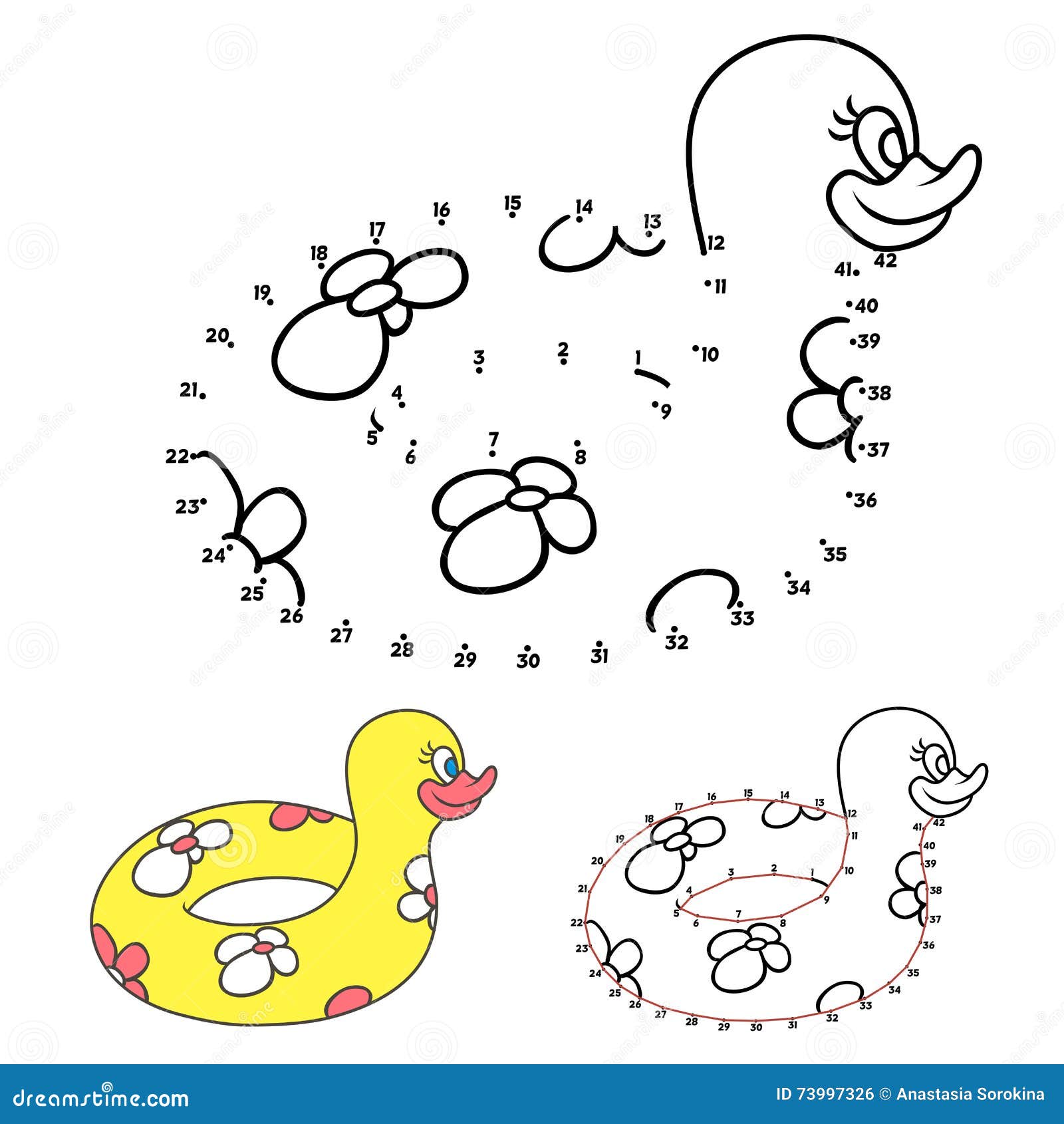 Duck Connect The Dots And Color Cartoon Vector | CartoonDealer.com ... Duck Connect The Dots And Color Cartoon Vector | CartoonDealer.com ...
