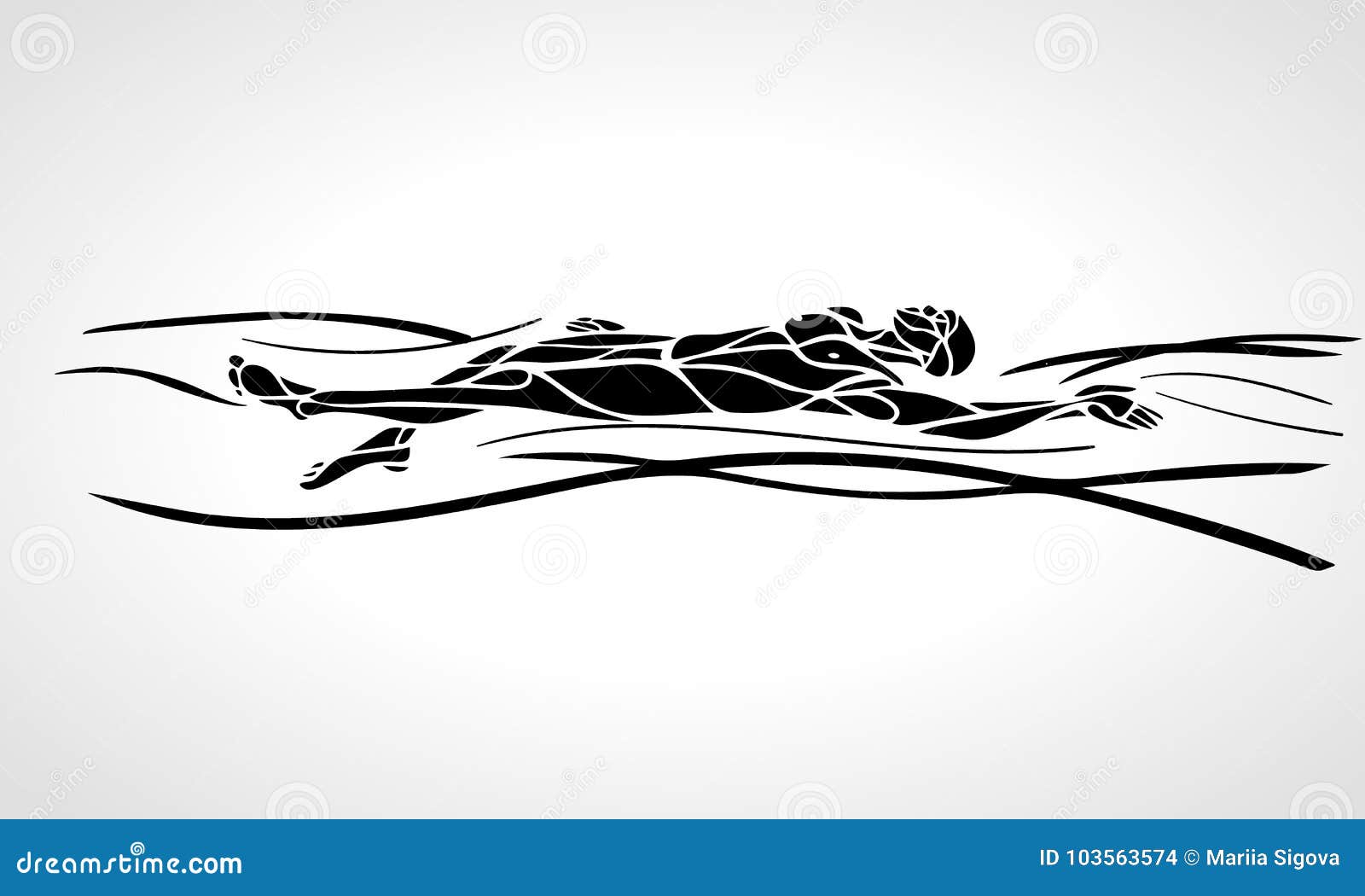 Swimmer Backstroke Vector Black Silhouette Stock Vector - Illustration ...